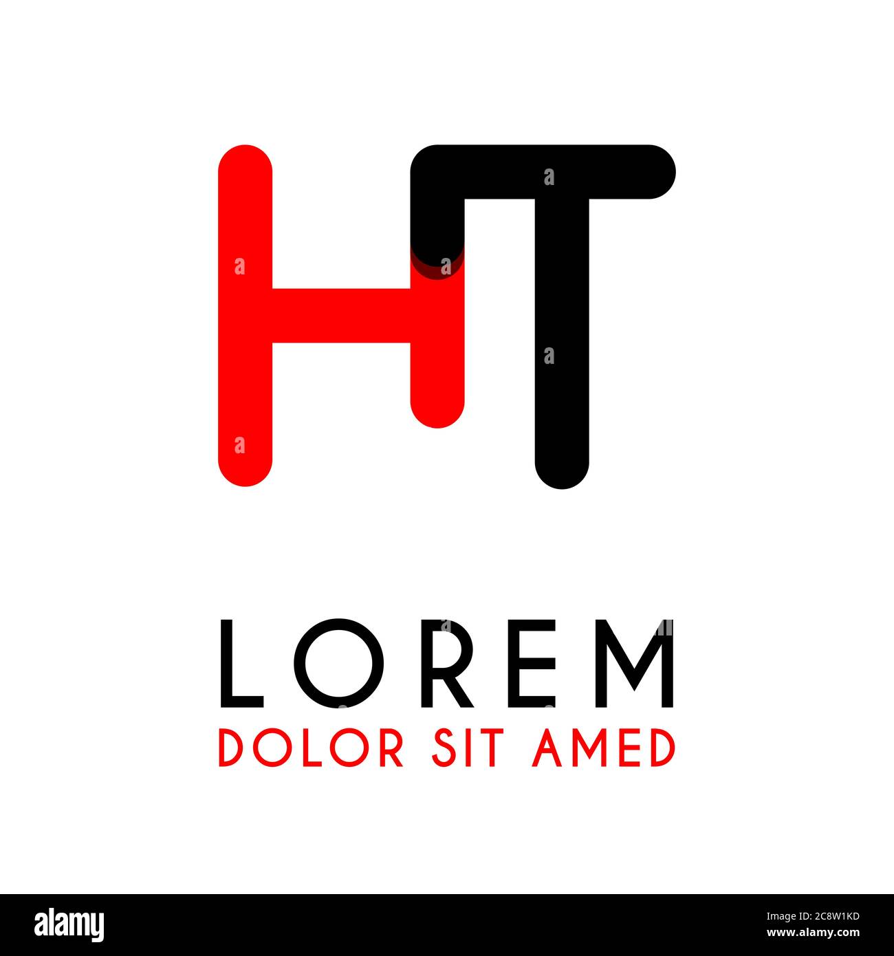 initial Letter HT with red Black and has rounded corners Stock Vector ...