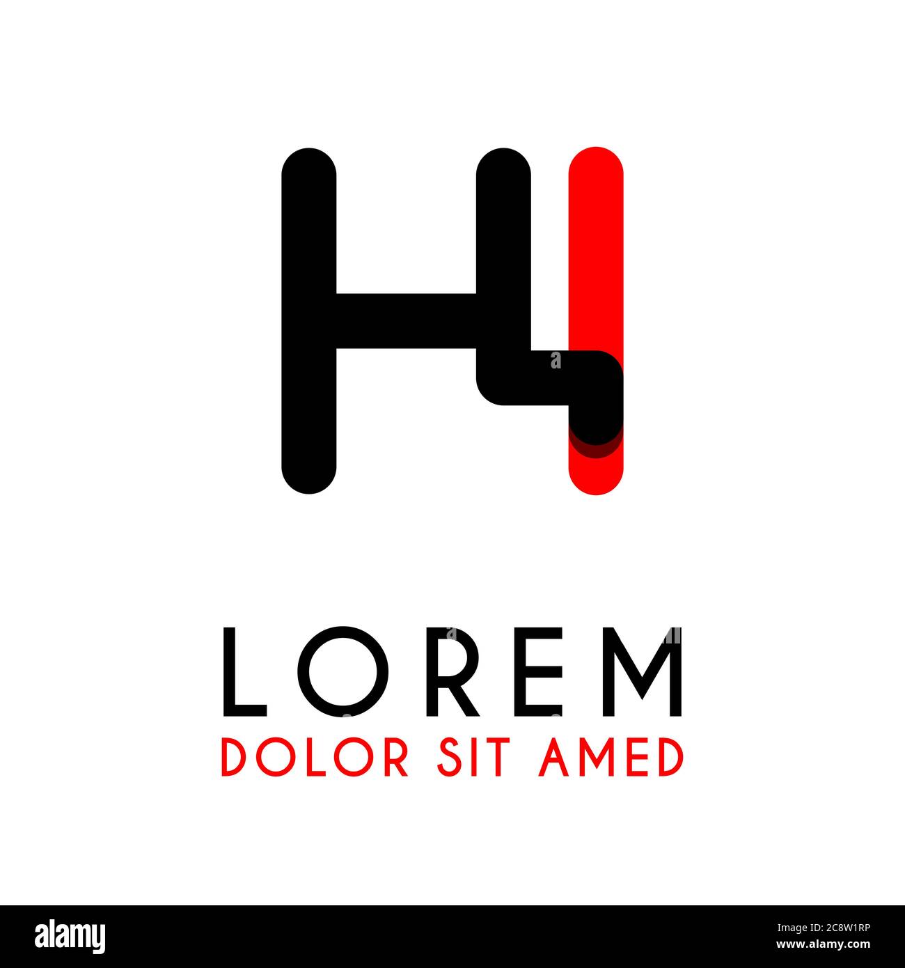 initial Letter HI with red Black and has rounded corners Stock Vector ...