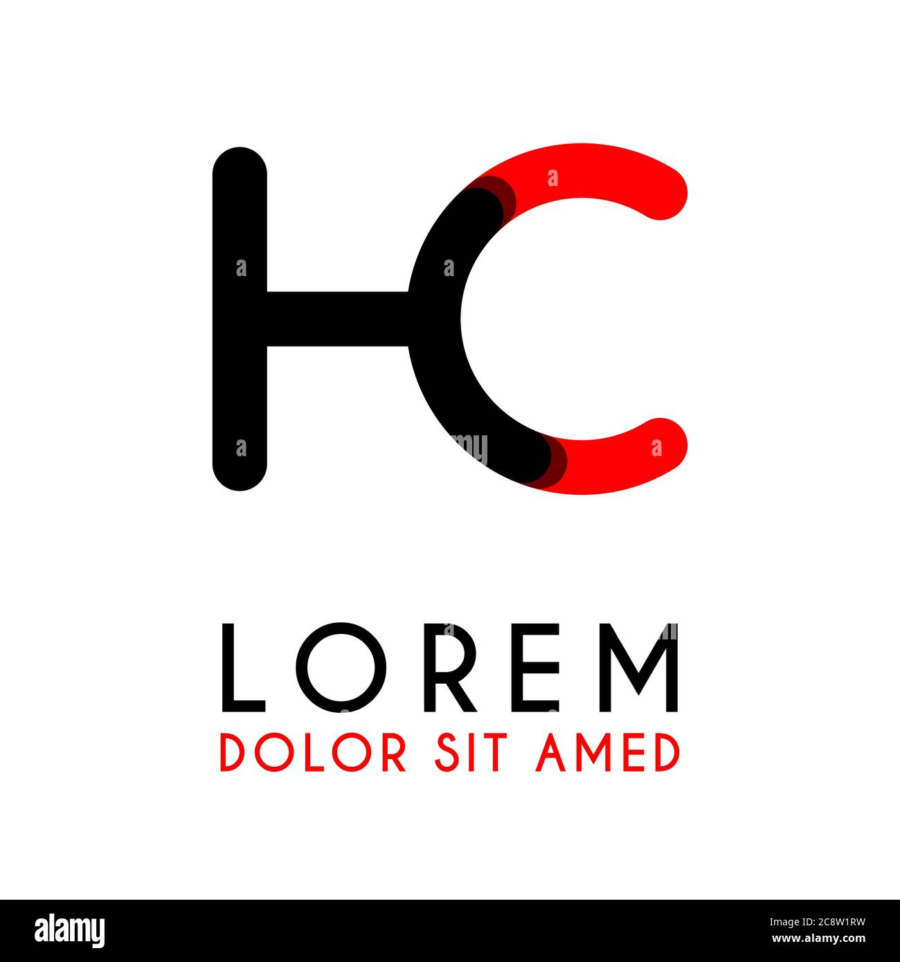 initial Letter HC with red Black and has rounded corners Stock Vector ...