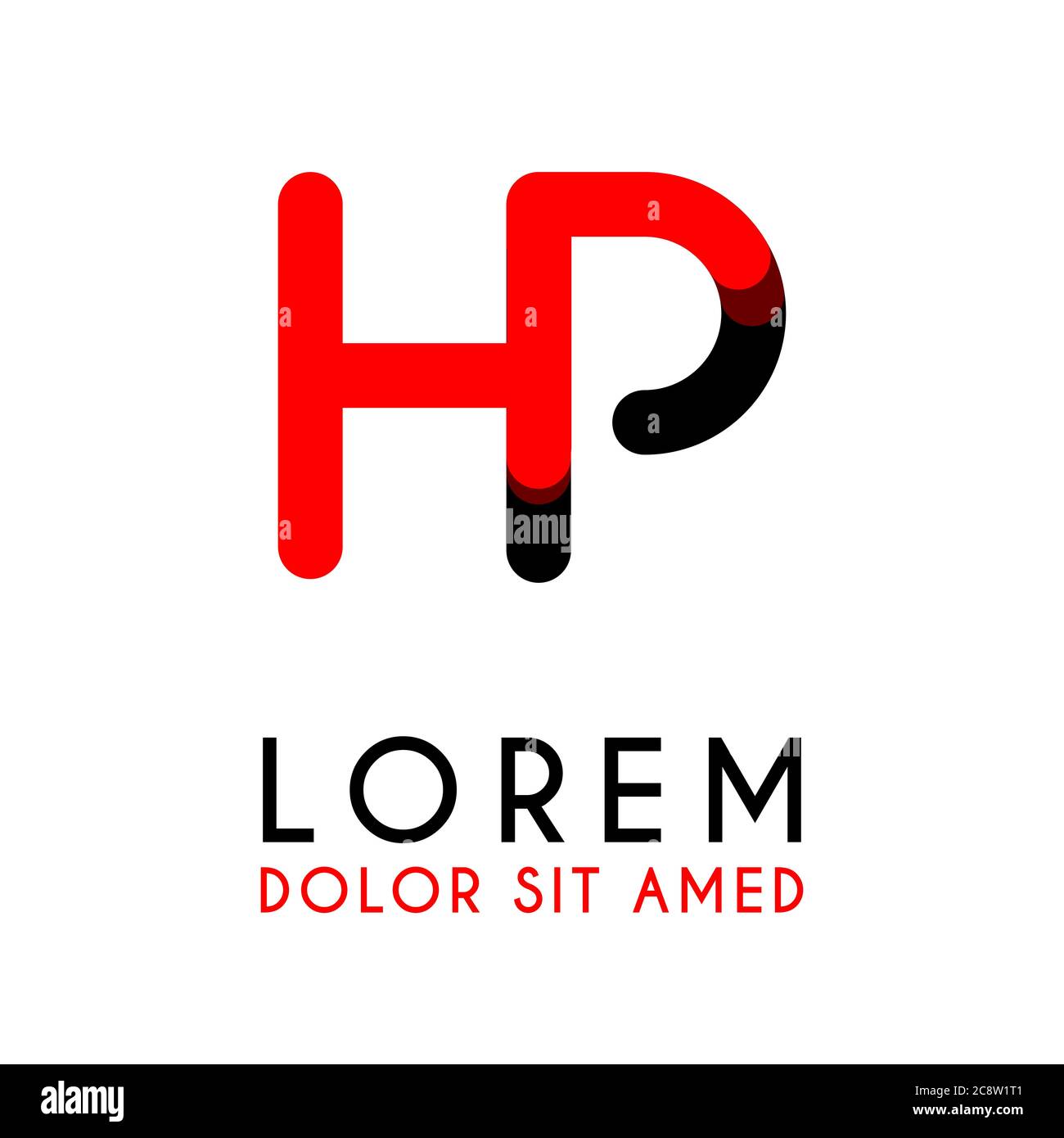 initial Letter HP with red Black and has rounded corners Stock Vector ...