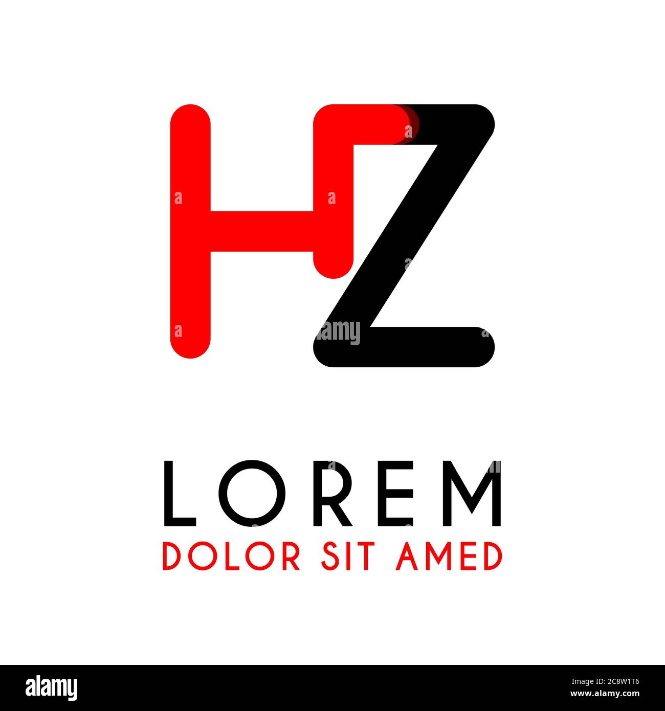 initial Letter HZ with red Black and has rounded corners Stock Vector ...