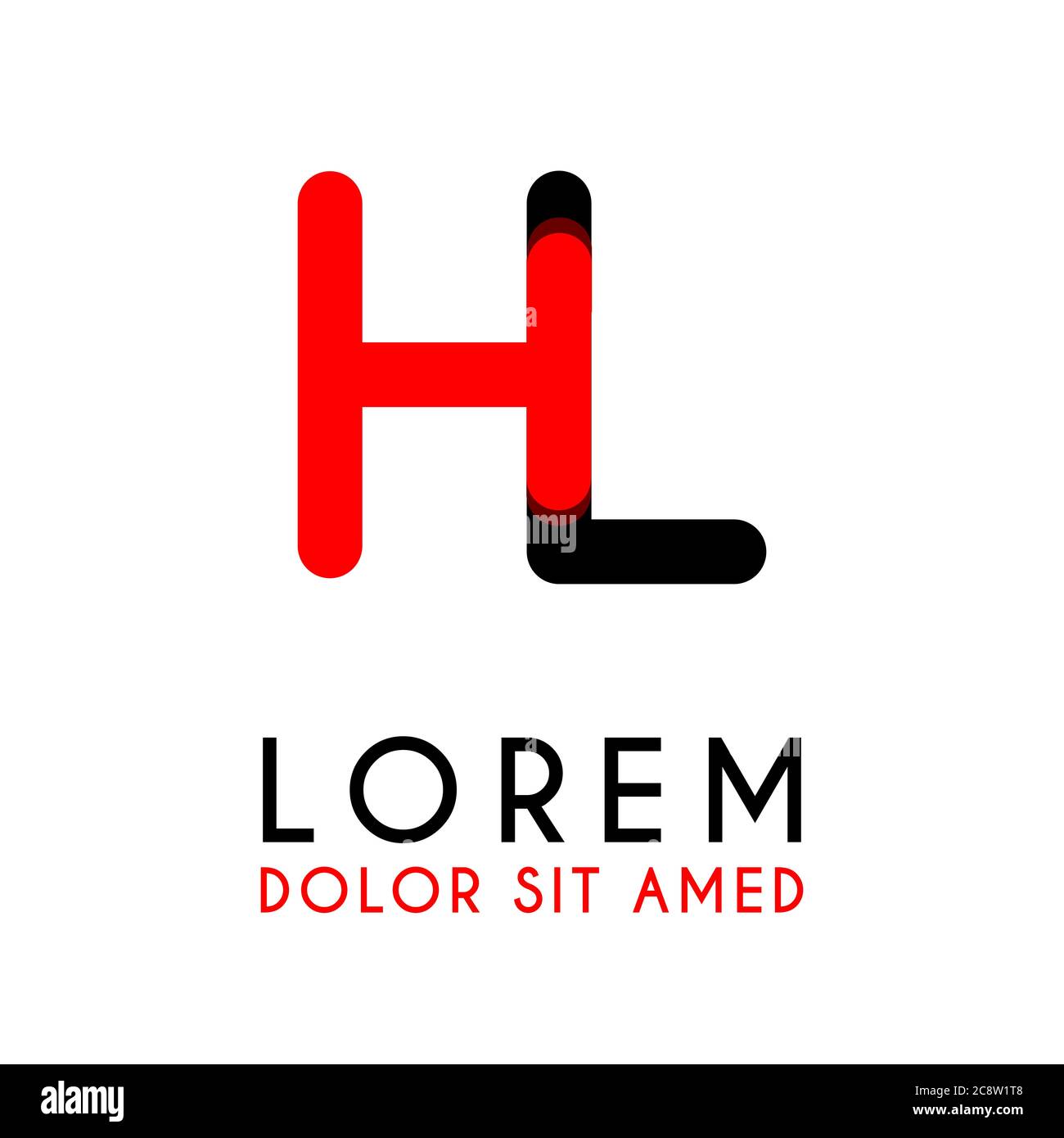 initial Letter HL with red Black and has rounded corners Stock Vector ...