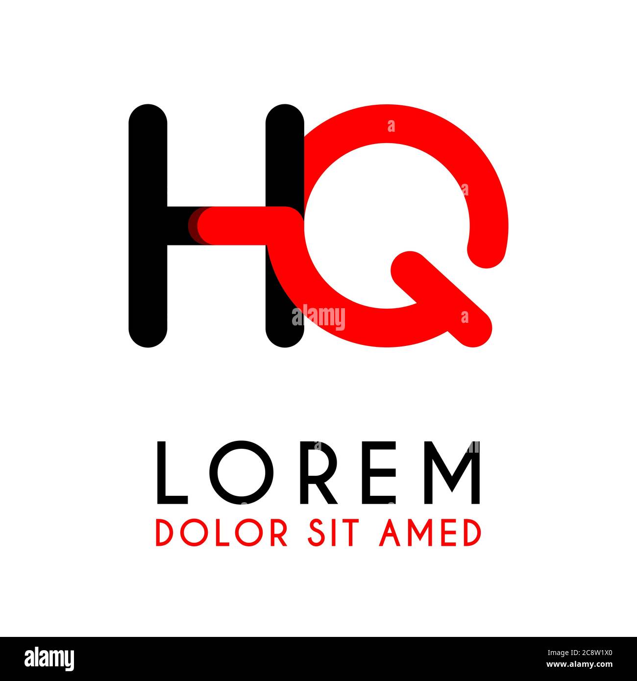 initial Letter HQ with red Black and has rounded corners Stock Vector ...