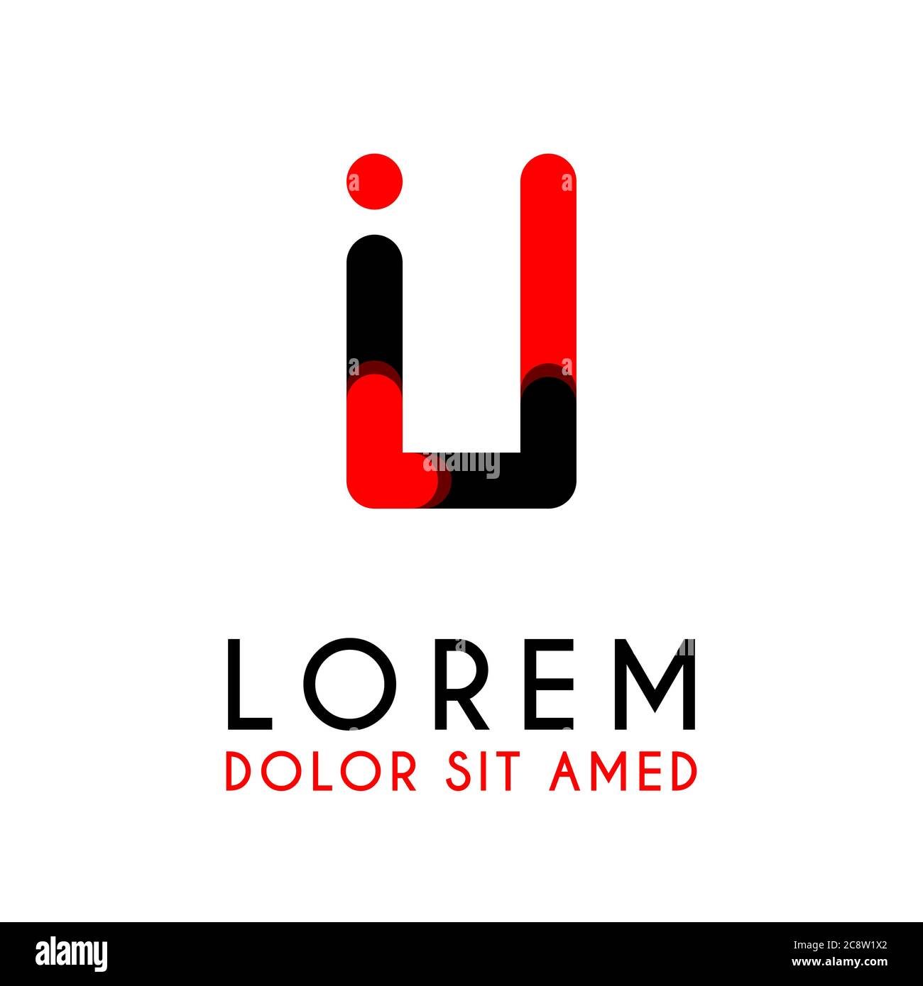 initial Letter II with red Black and has rounded corners Stock Vector ...