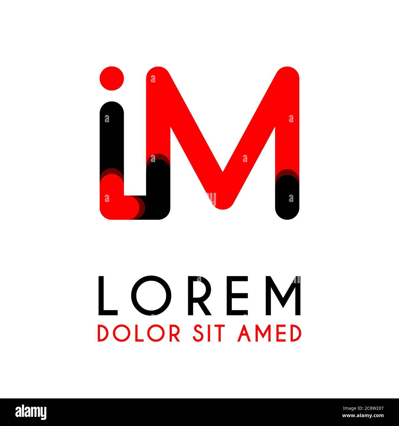 initial Letter IM with red Black and has rounded corners Stock Vector ...