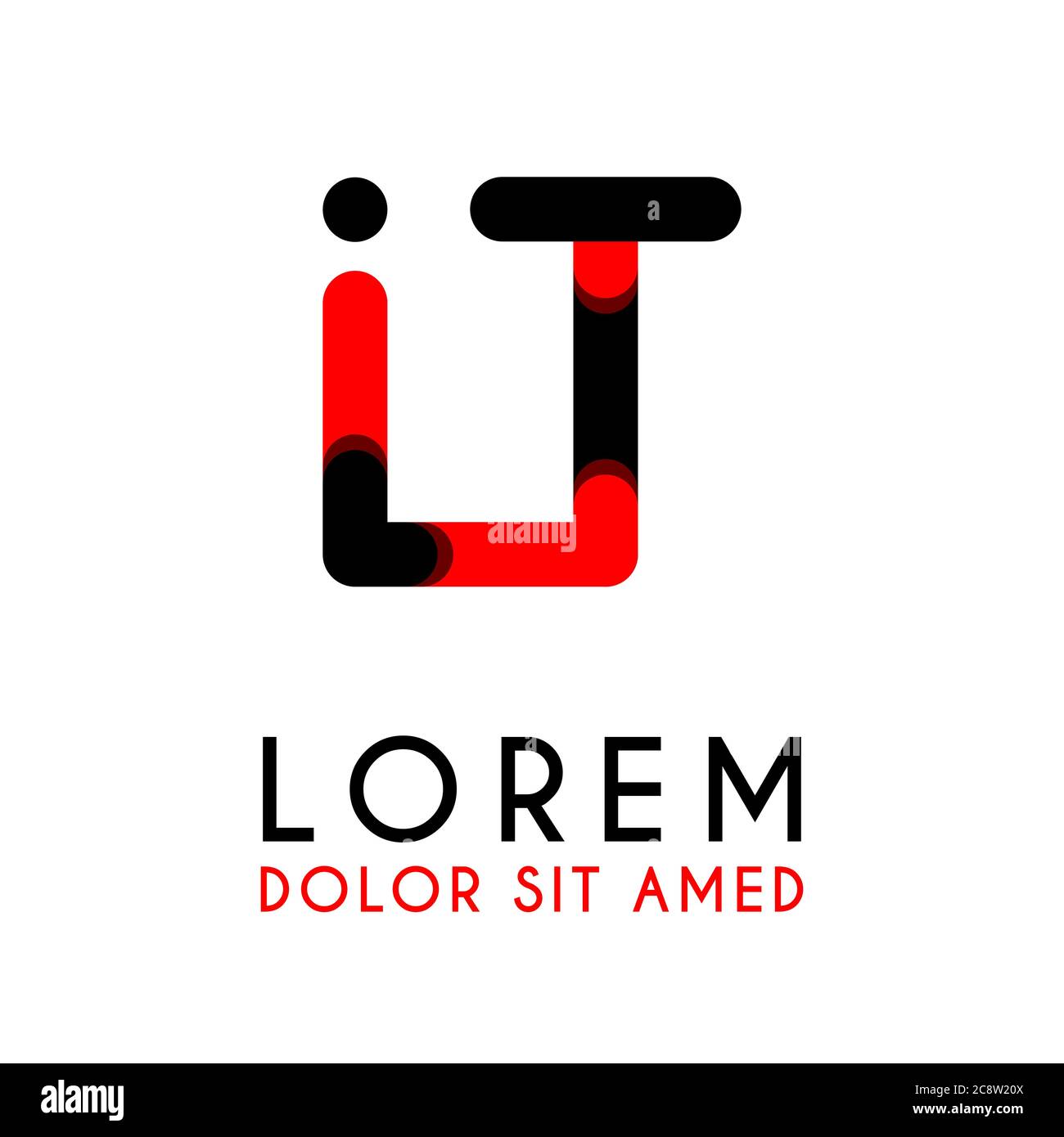 initial Letter IT with red Black and has rounded corners Stock Vector ...
