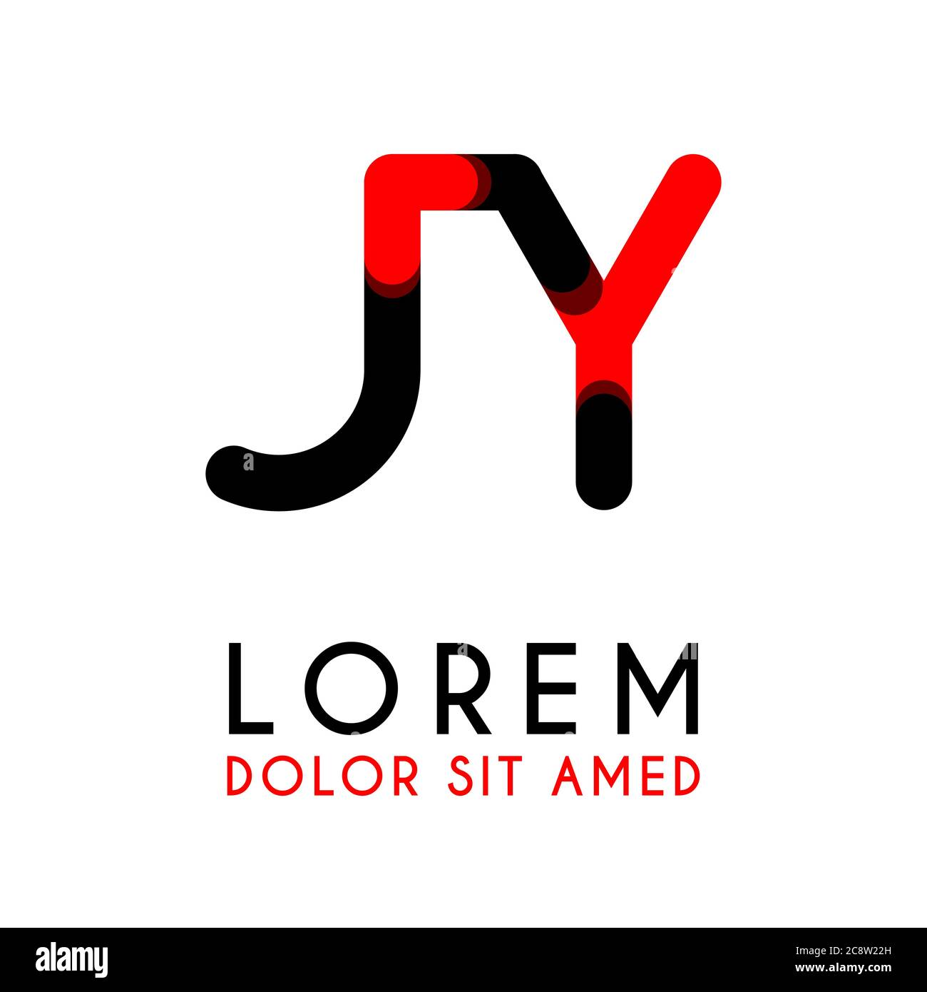 initial Letter JY with red Black and has rounded corners Stock Vector ...