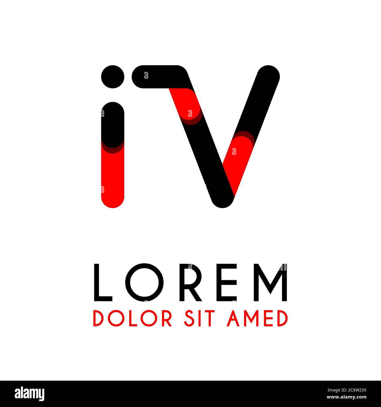 initial Letter IV with red Black and has rounded corners Stock Vector ...