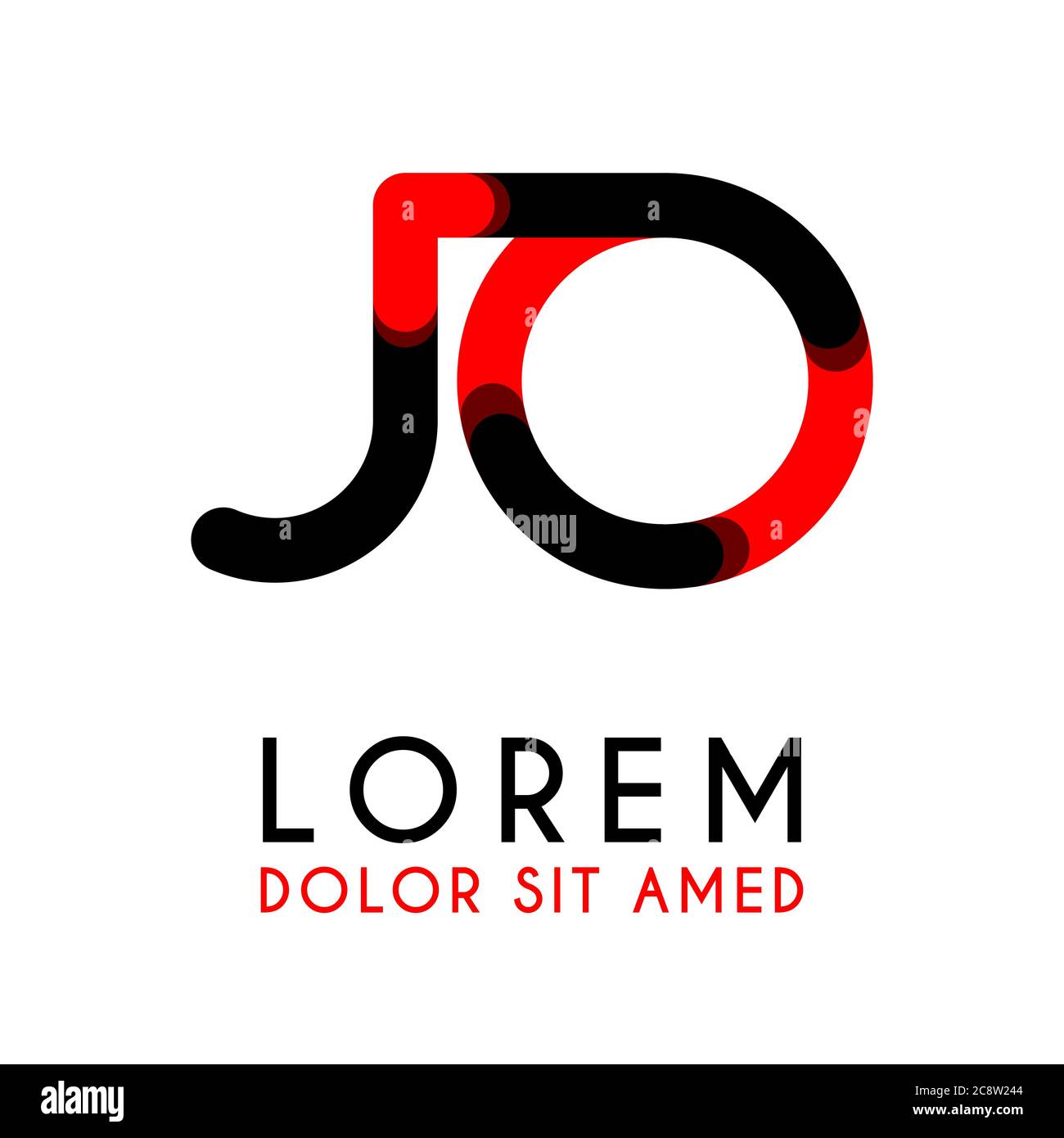 initial Letter JO with red Black and has rounded corners Stock Vector ...