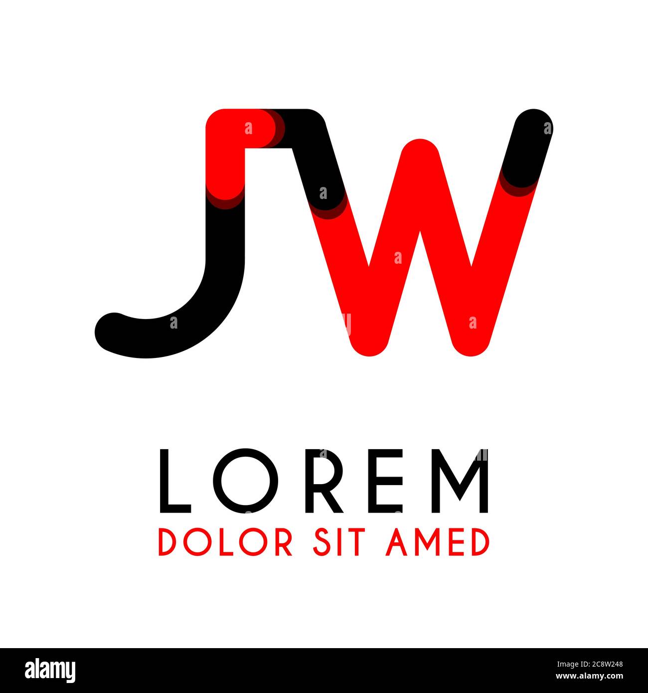 initial Letter JW with red Black and has rounded corners Stock Vector ...