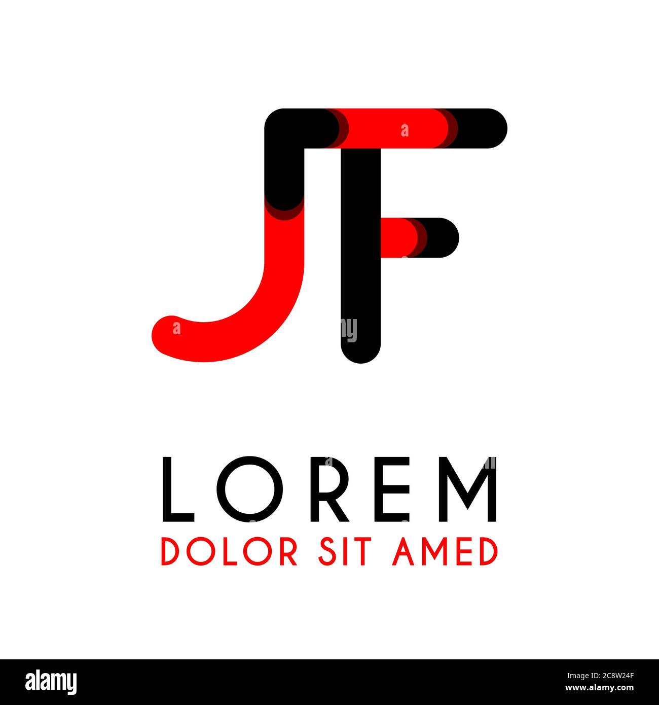 initial Letter JF with red Black and has rounded corners Stock Vector ...