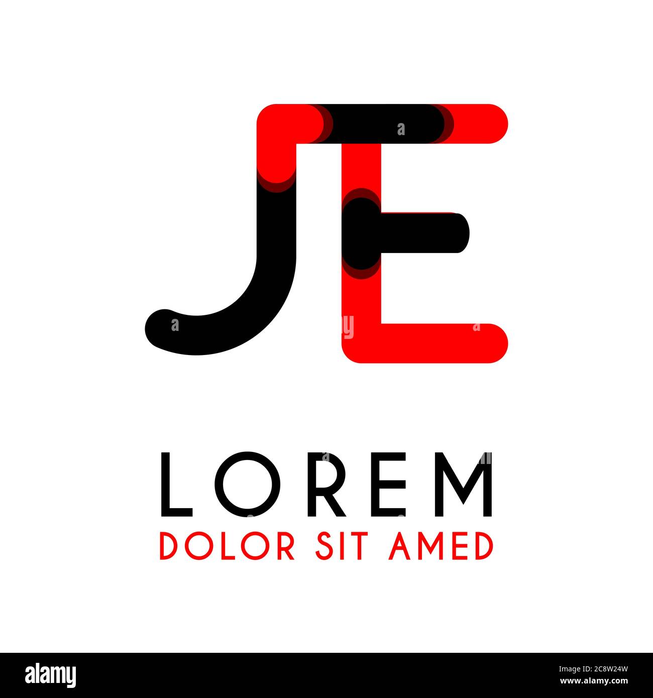 initial Letter JE with red Black and has rounded corners Stock Vector ...