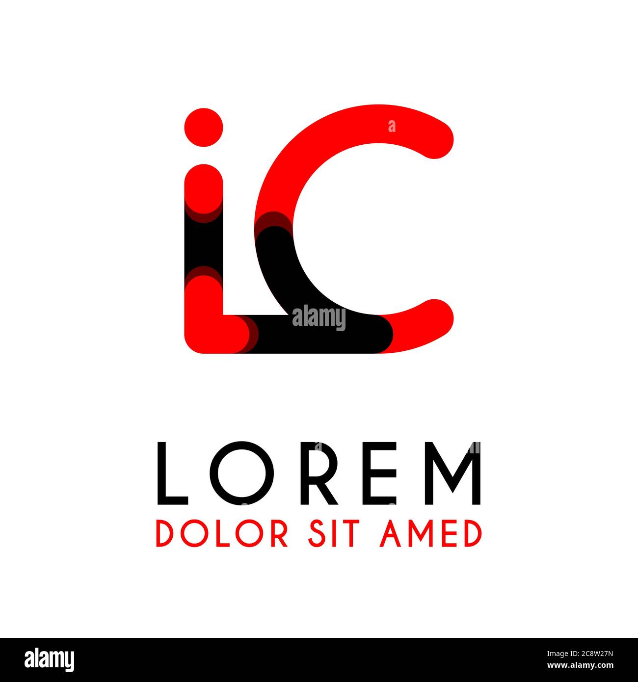 initial Letter IC with red Black and has rounded corners Stock Vector ...