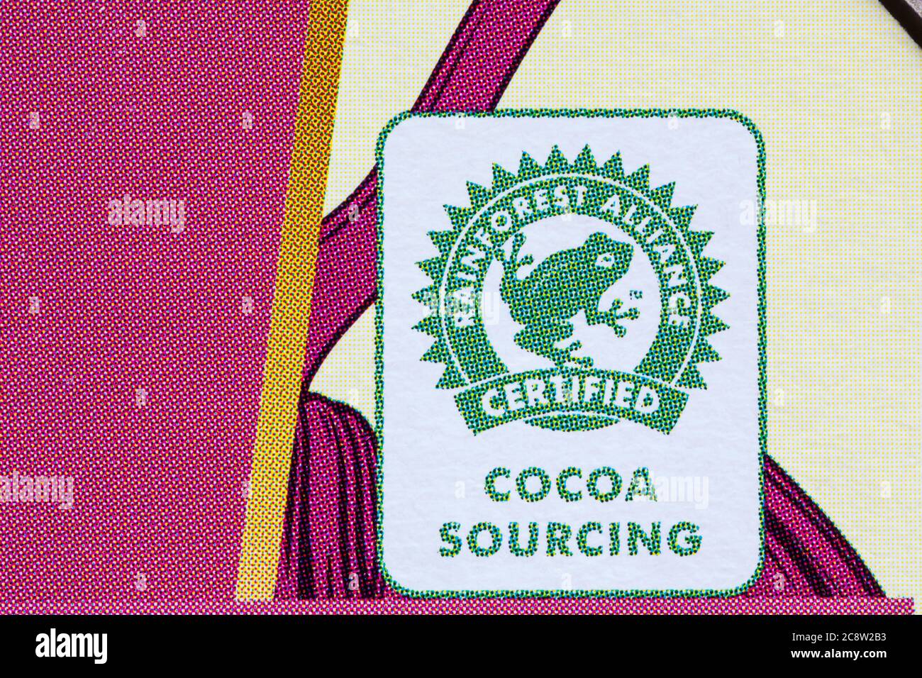 Rainforest alliance certified cocoa sourcing symbol hi-res stock ...
