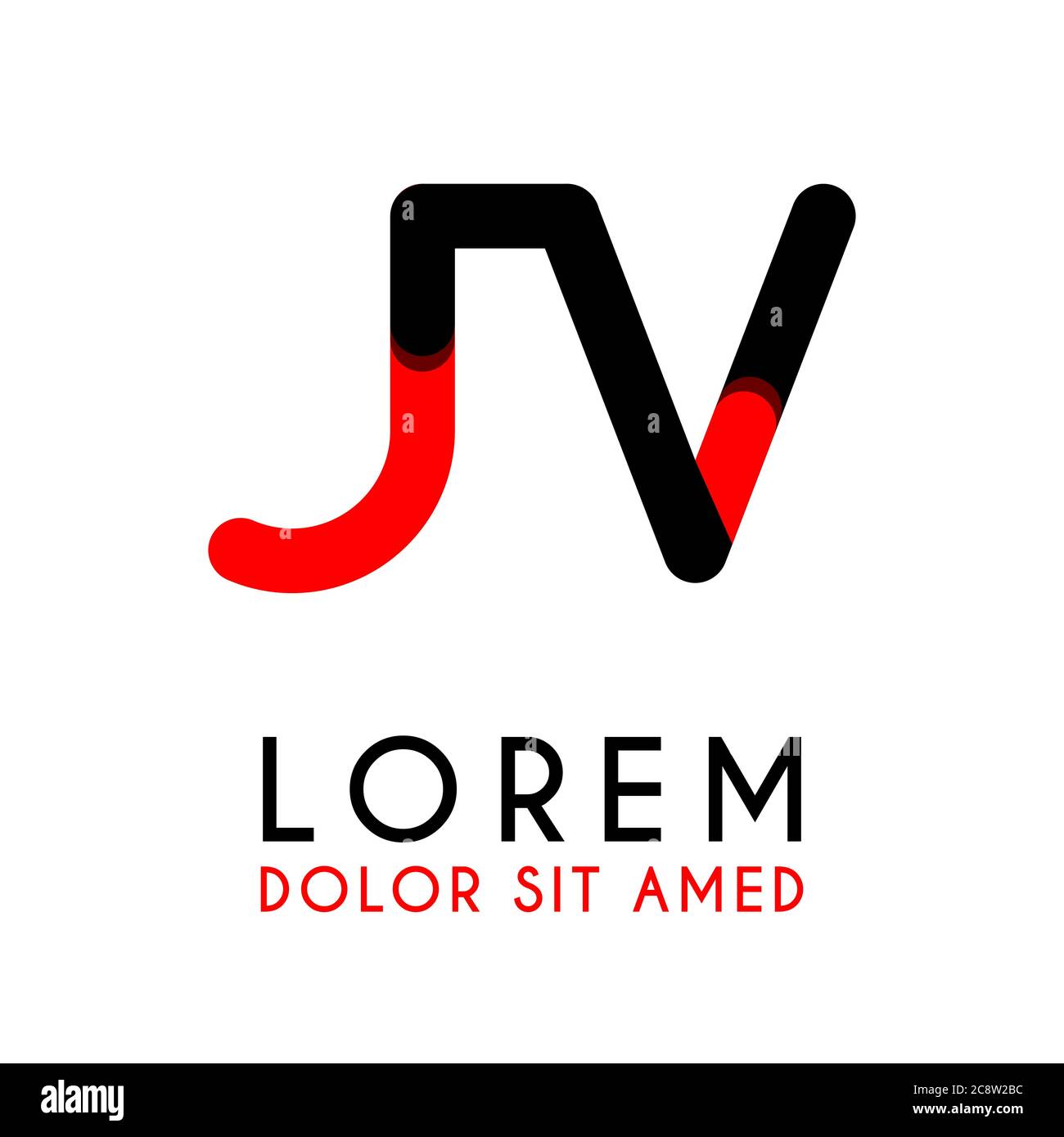 initial Letter JV with red Black and has rounded corners Stock Vector ...