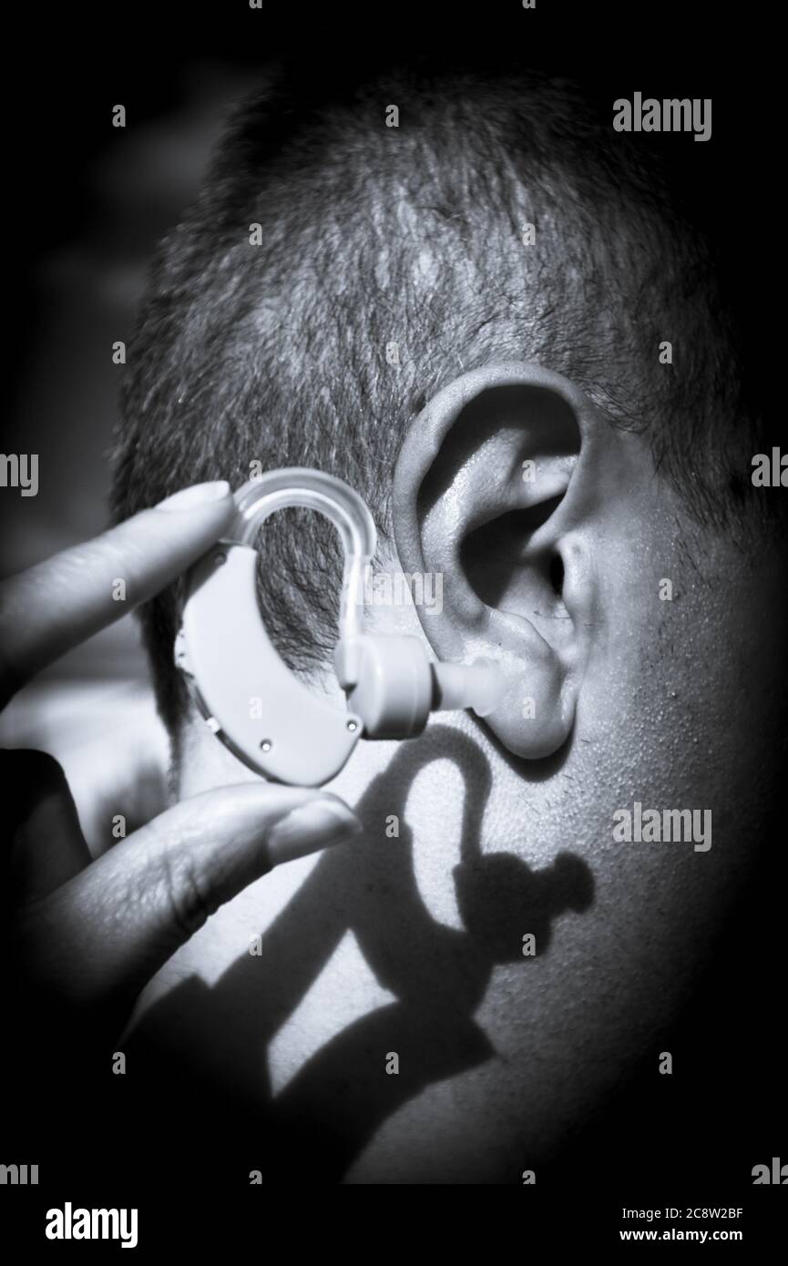 Hearing aid for people with hearing impairment Stock Photo - Alamy