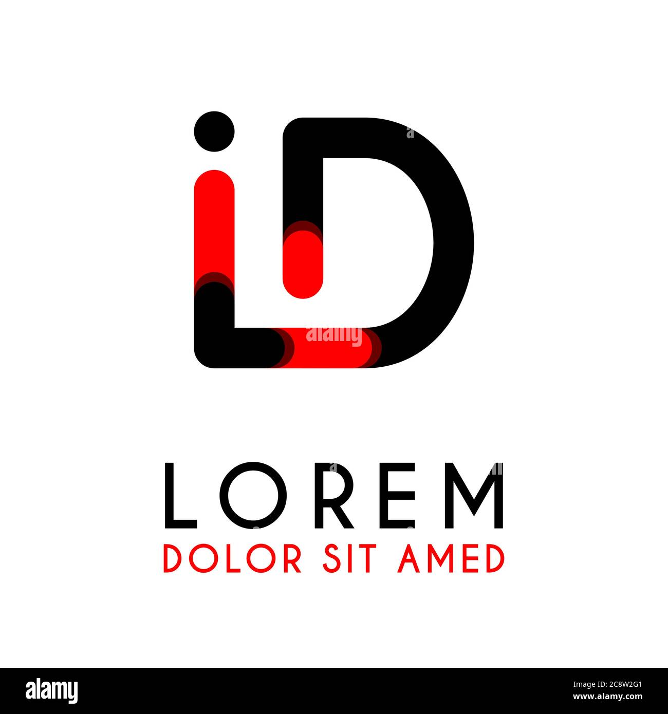 initial Letter ID with red Black and has rounded corners Stock Vector ...