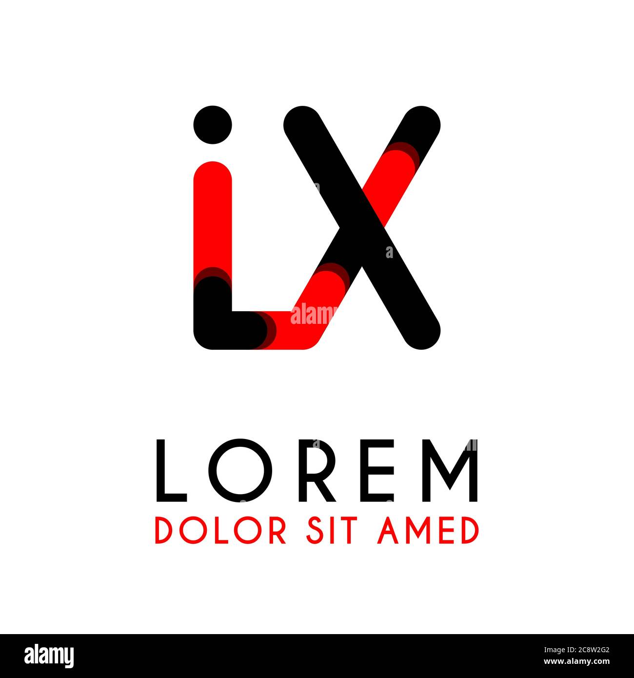 initial Letter IX with red Black and has rounded corners Stock Vector ...