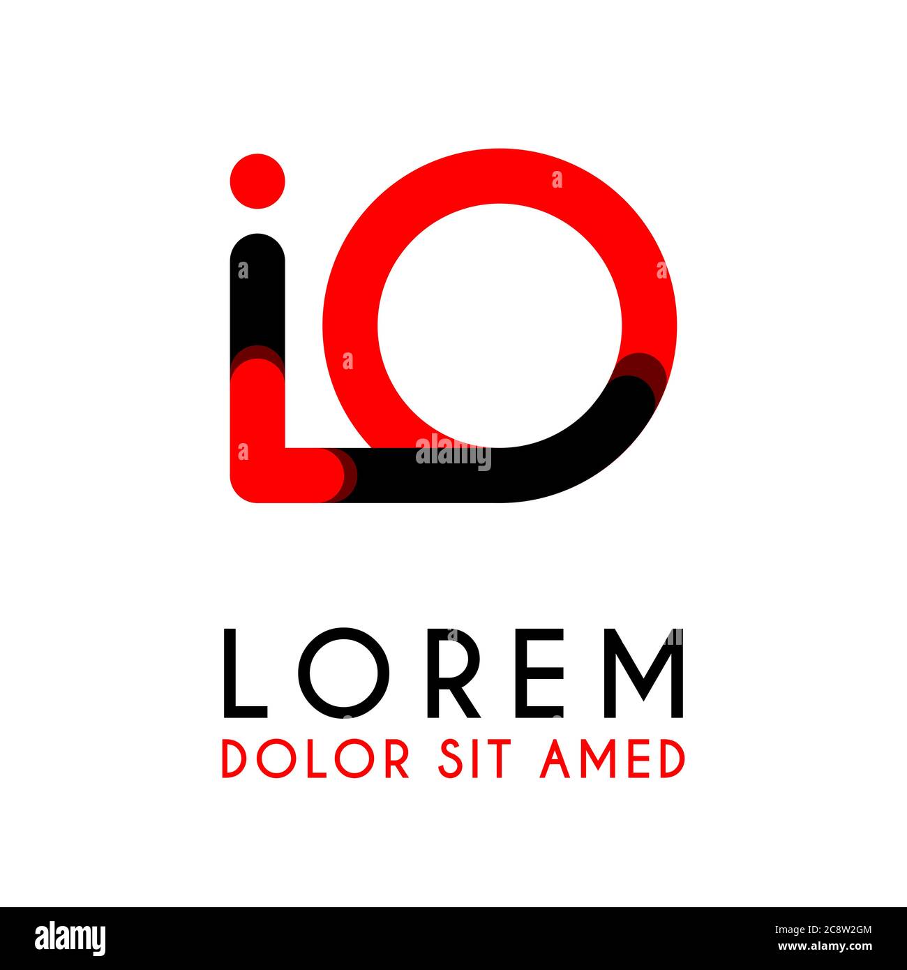 initial Letter IO with red Black and has rounded corners Stock Vector ...