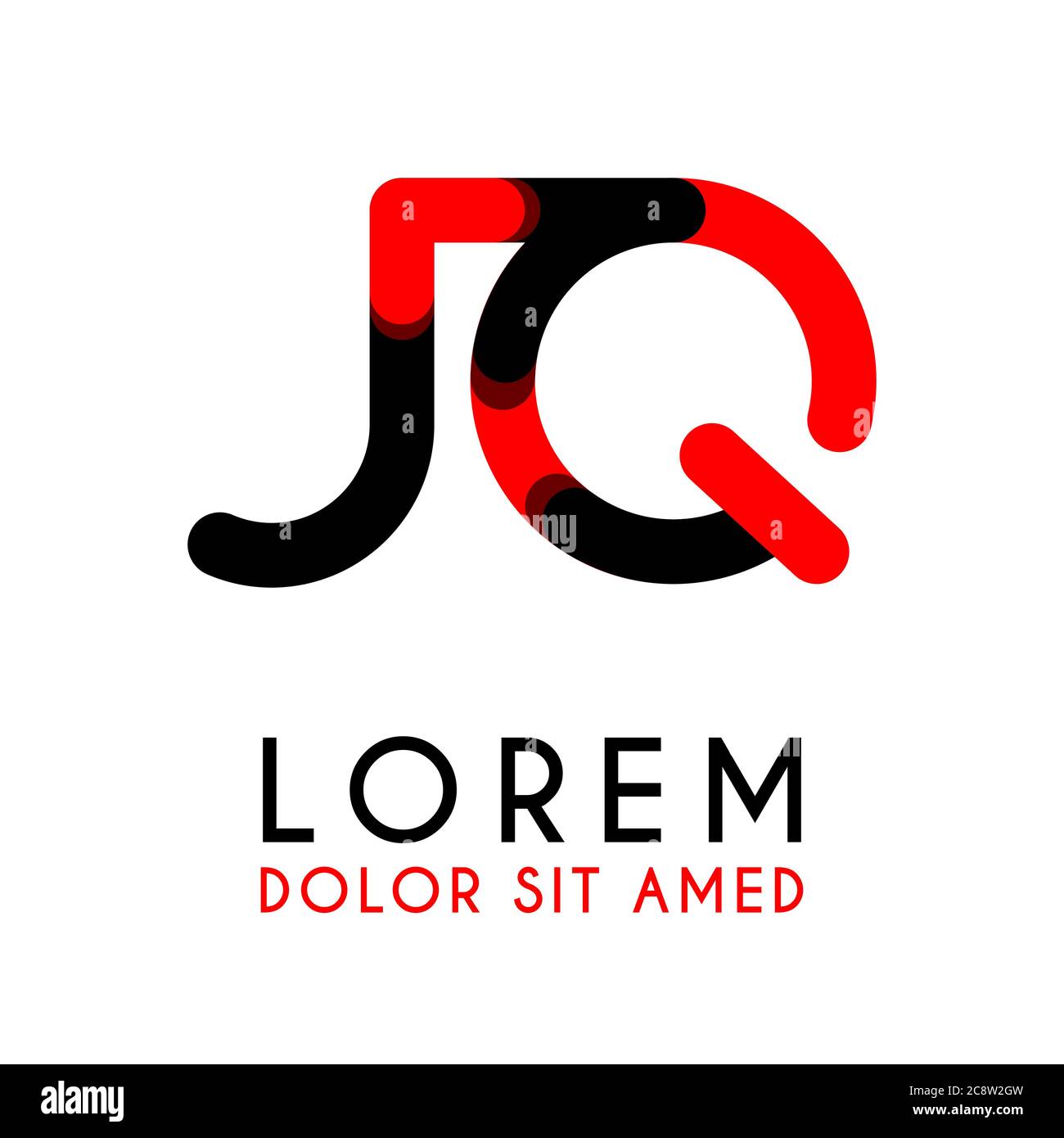 initial Letter JQ with red Black and has rounded corners Stock Vector ...
