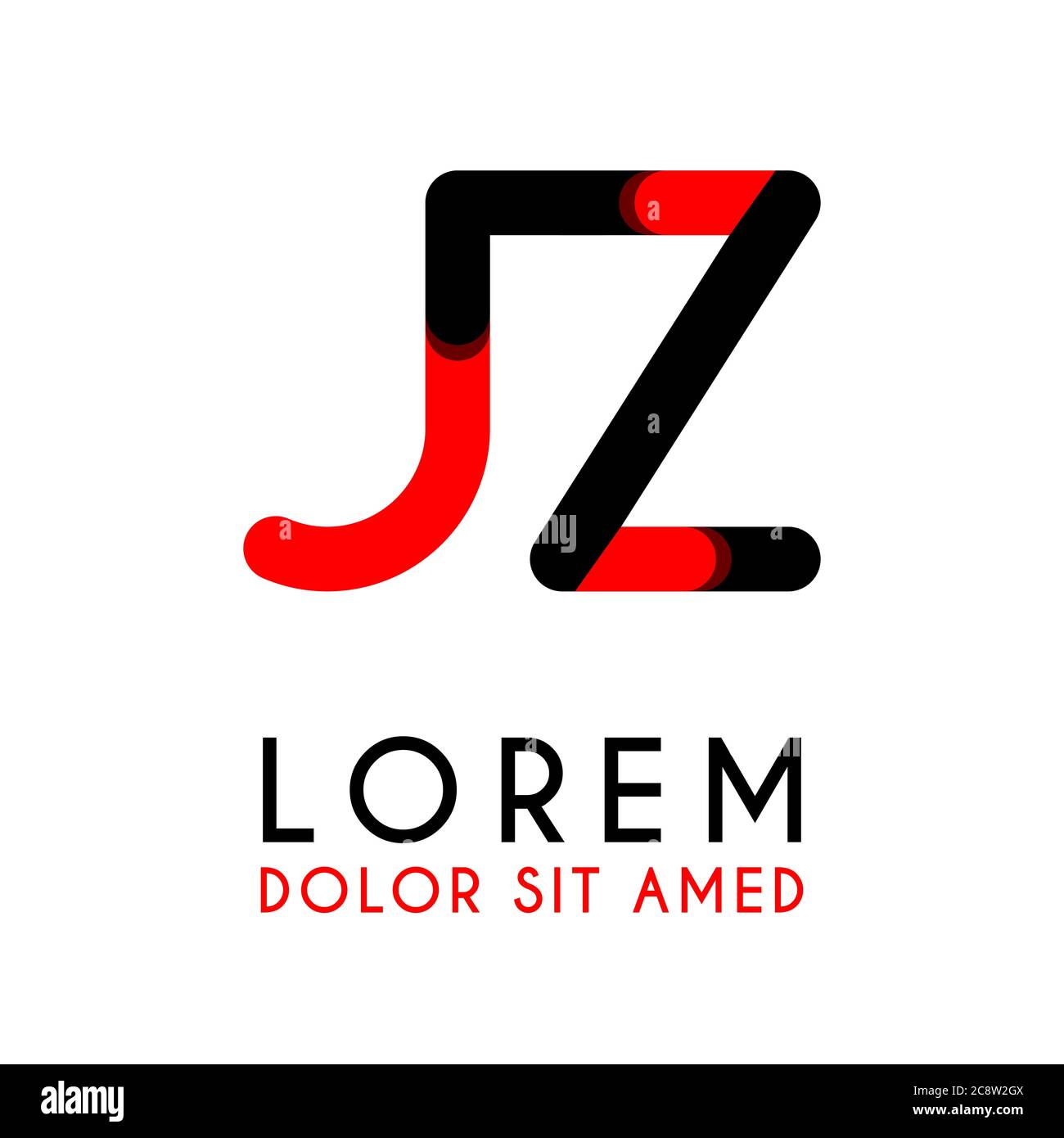 initial Letter JZ with red Black and has rounded corners Stock Vector ...