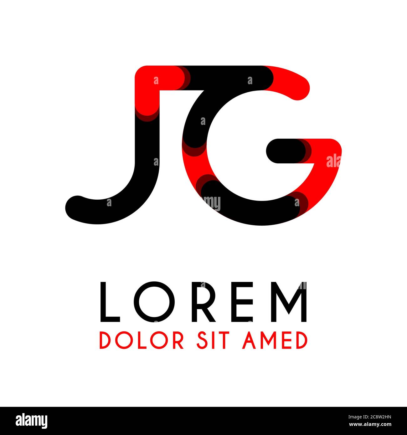 initial Letter JG with red Black and has rounded corners Stock Vector ...