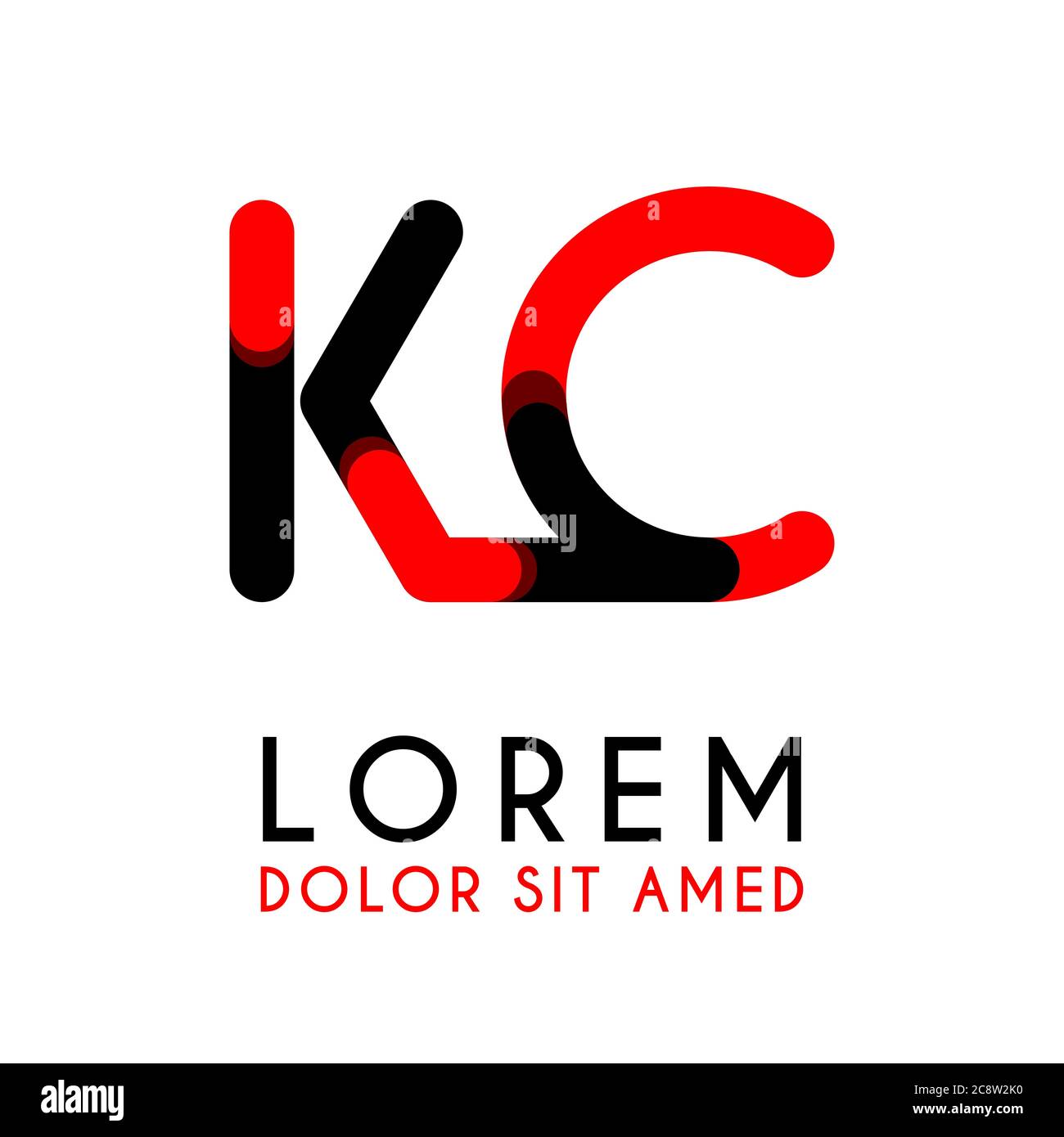 initial Letter KC with red Black and has rounded corners Stock Vector ...