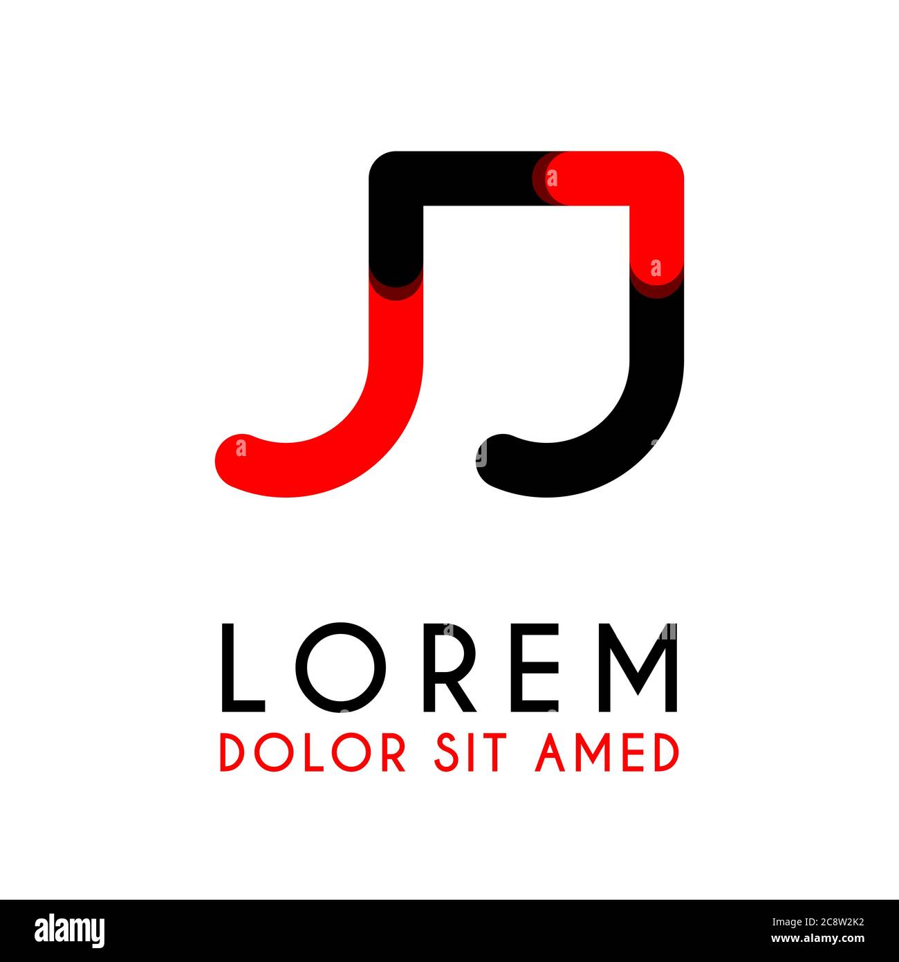 initial Letter JJ with red Black and has rounded corners Stock Vector ...