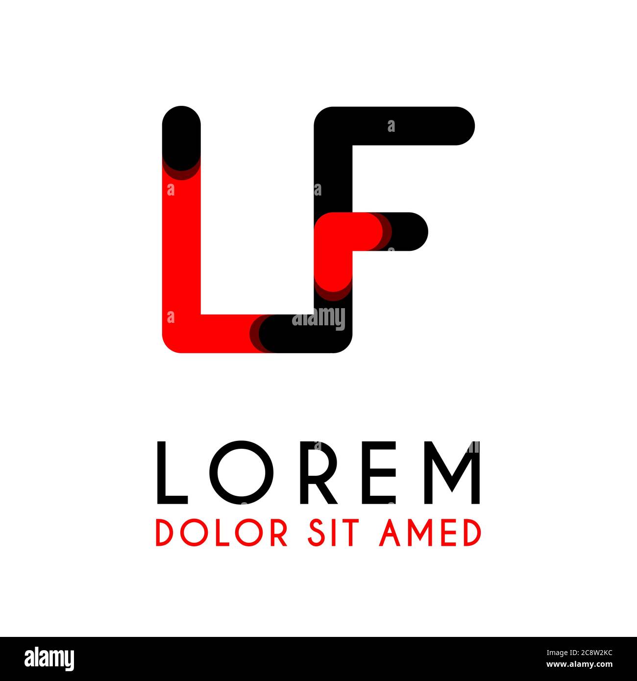 initial Letter LF with red Black and has rounded corners Stock Vector ...