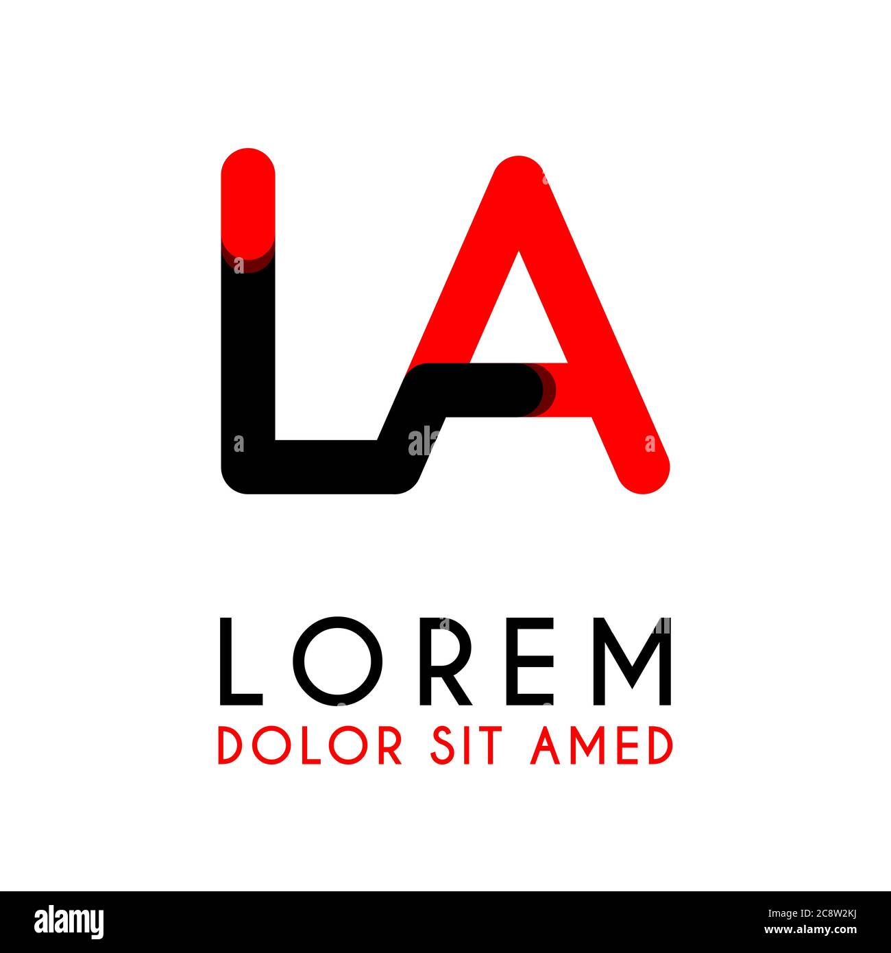 initial Letter LA with red Black and has rounded corners Stock Vector ...
