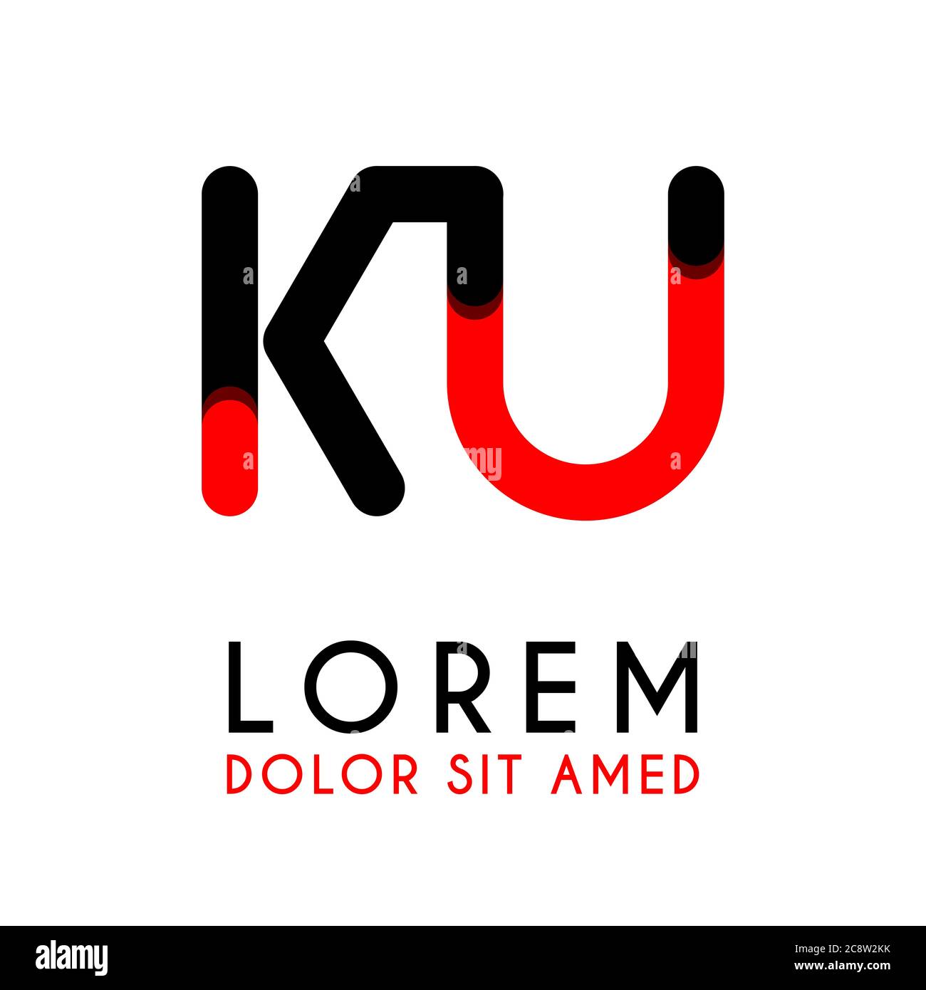 initial Letter KU with red Black and has rounded corners Stock Vector ...