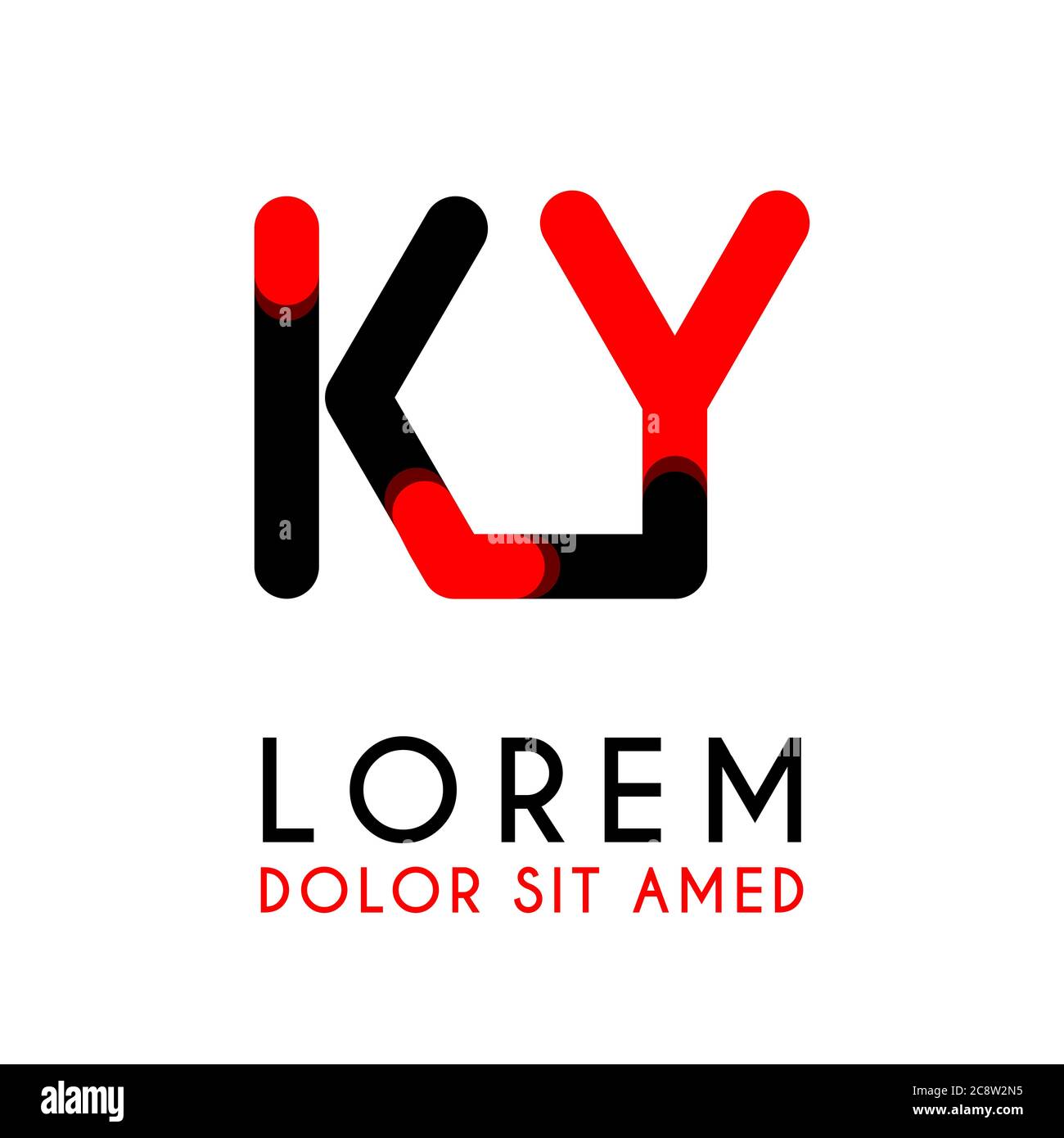 initial Letter KY with red Black and has rounded corners Stock Vector ...