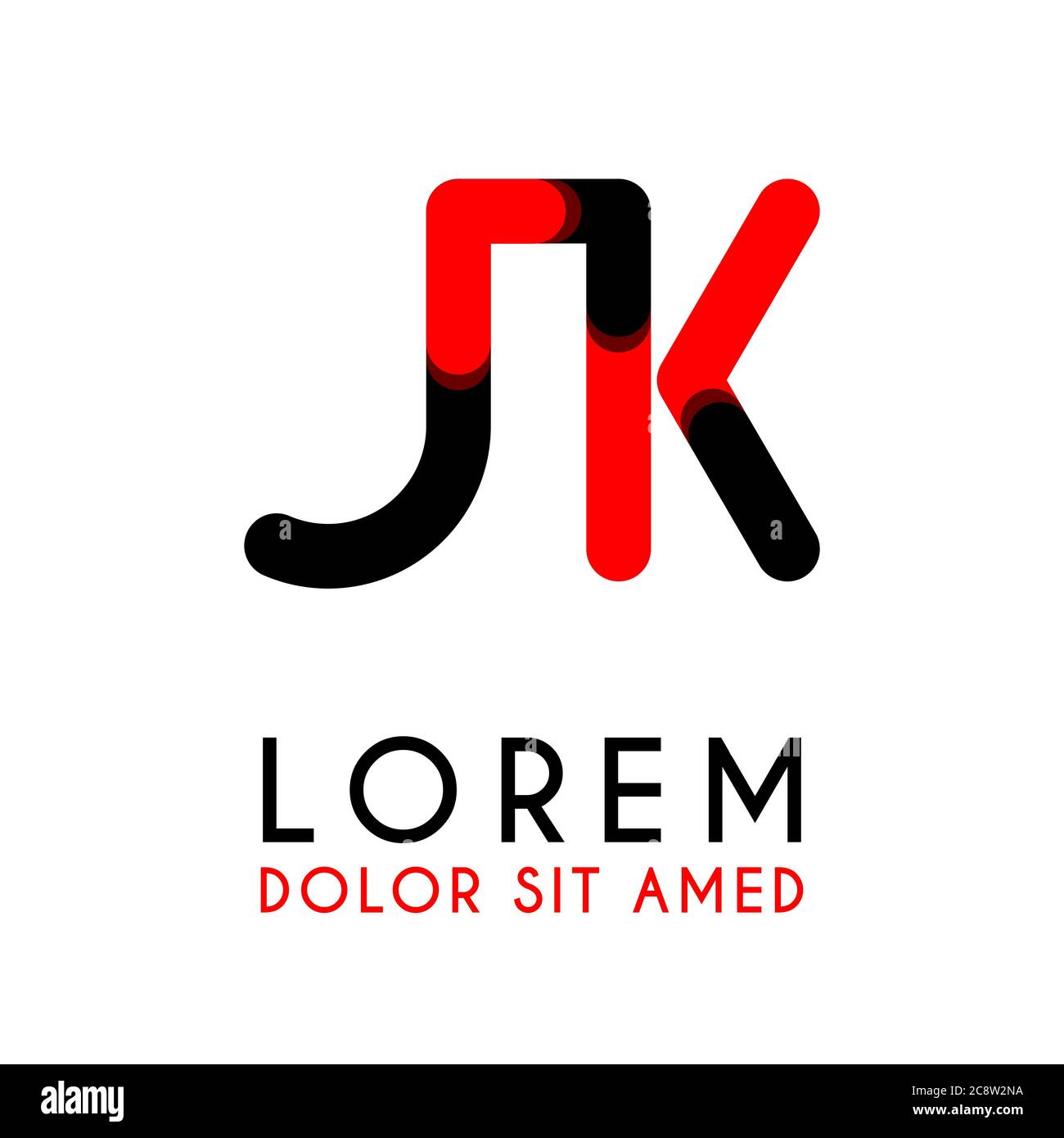 initial Letter JK with red Black and has rounded corners Stock Vector ...