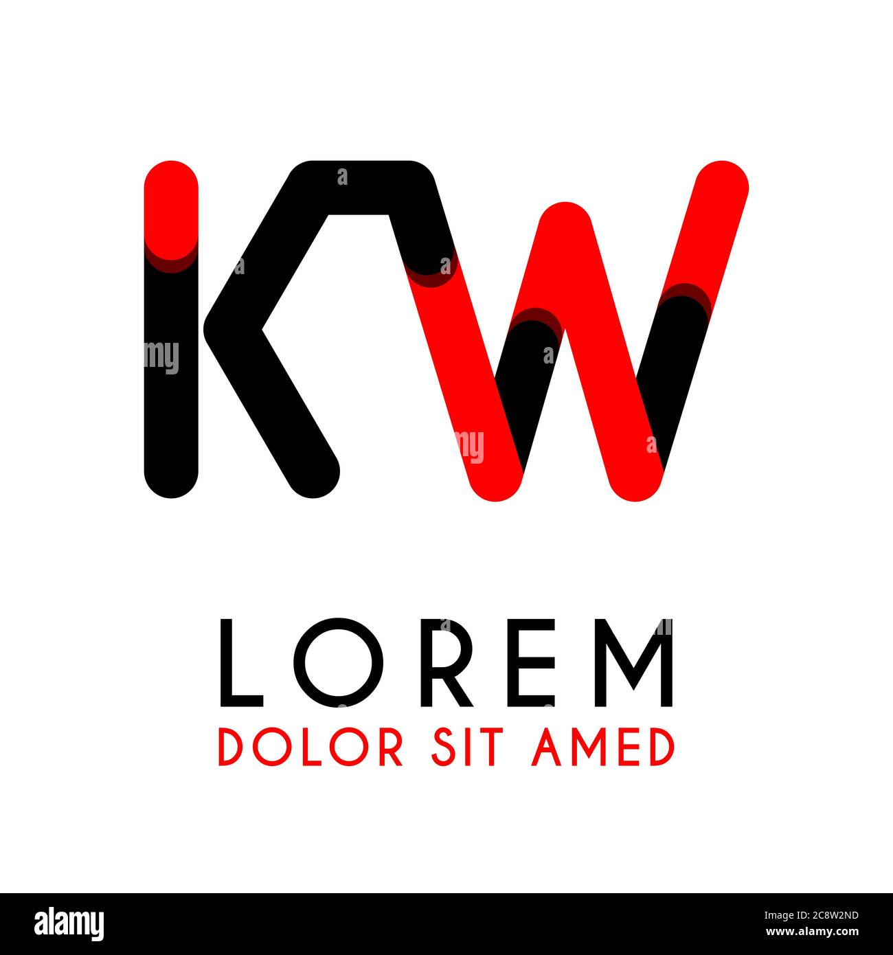 initial Letter KW with red Black and has rounded corners Stock Vector ...