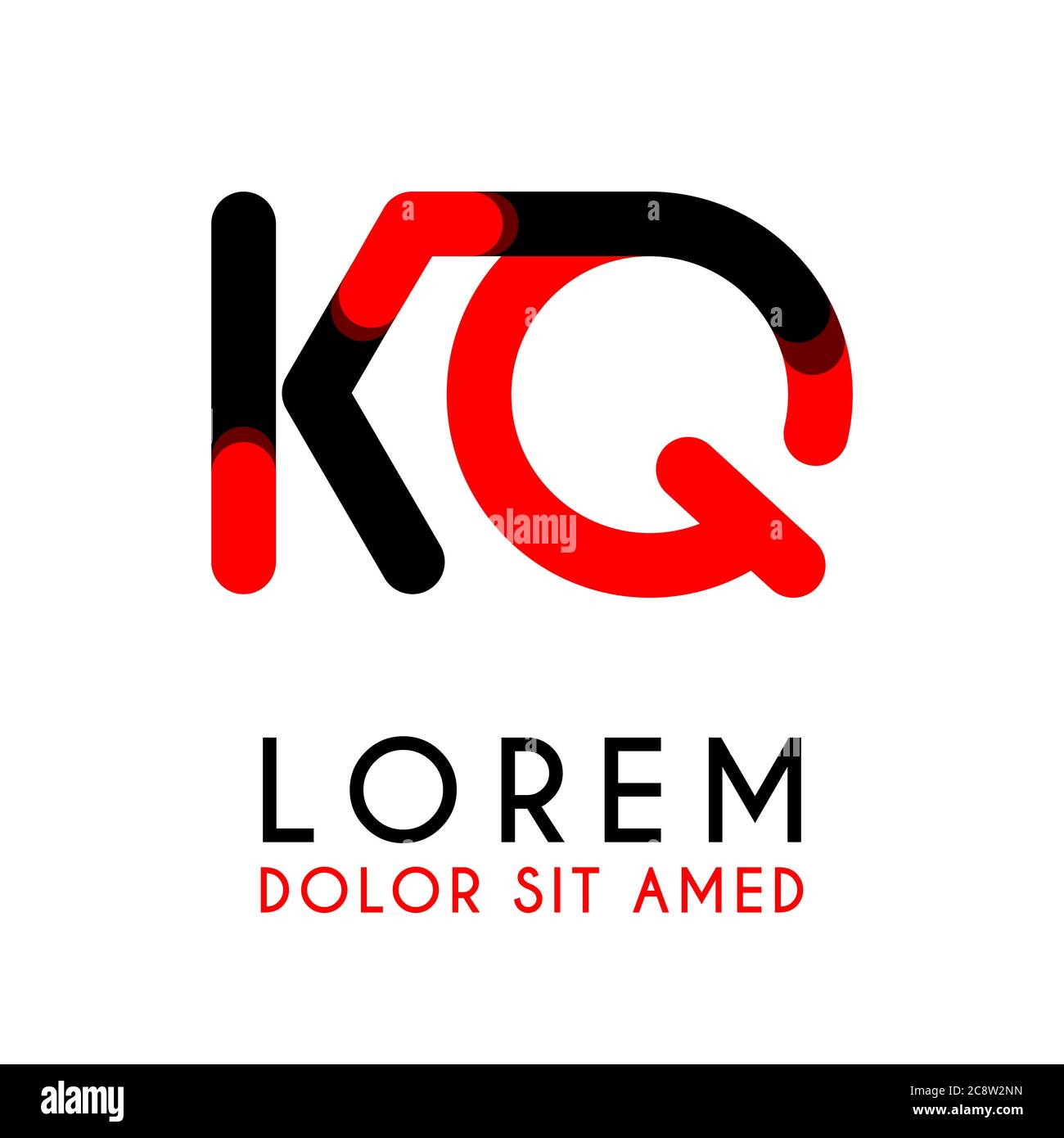 initial Letter KQ with red Black and has rounded corners Stock Vector ...