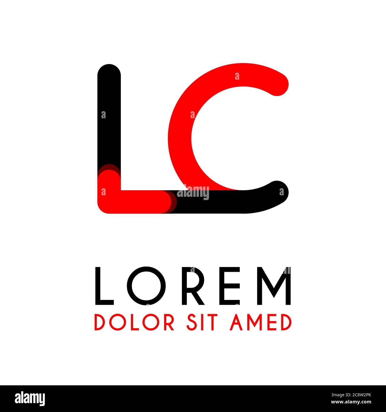 initial Letter LC with red Black and has rounded corners Stock Vector ...