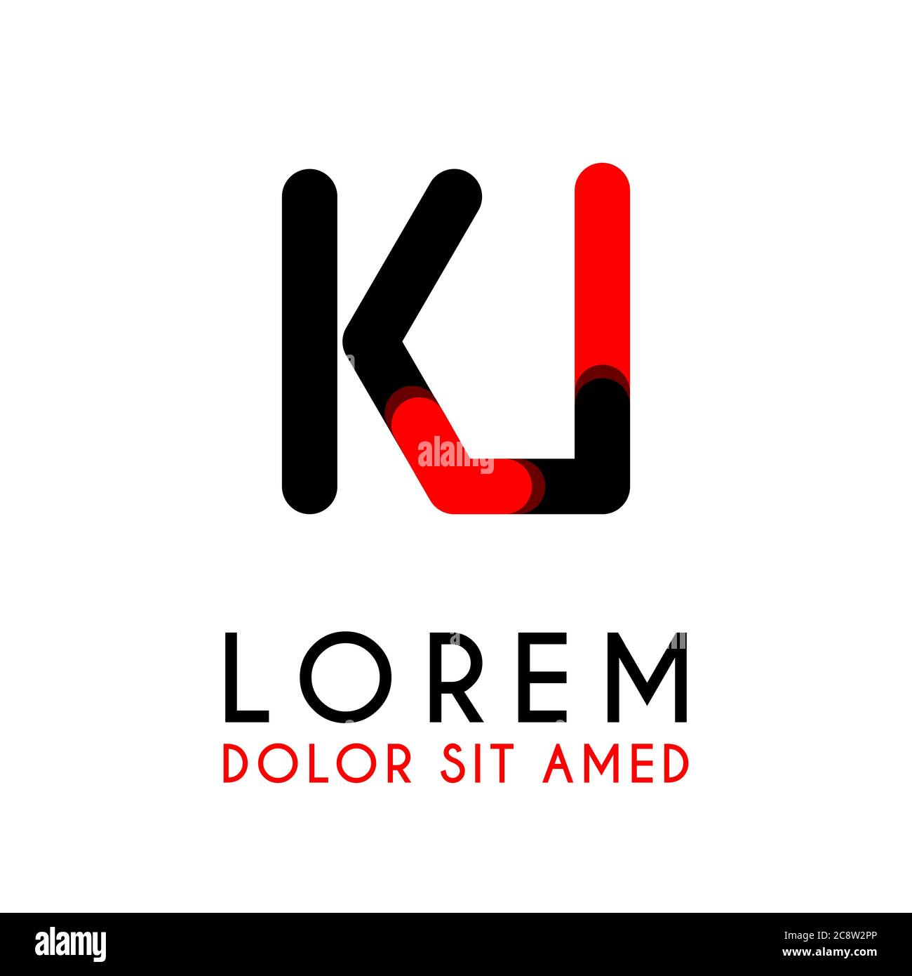 initial Letter KI with red Black and has rounded corners Stock Vector ...