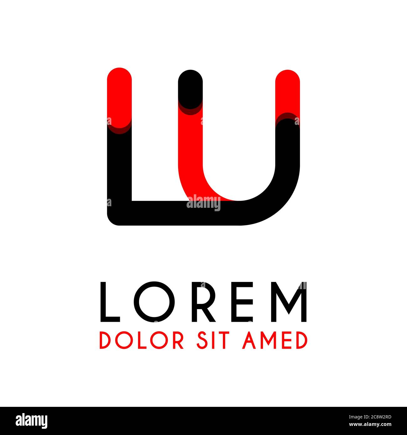 initial Letter LU with red Black and has rounded corners Stock Vector ...