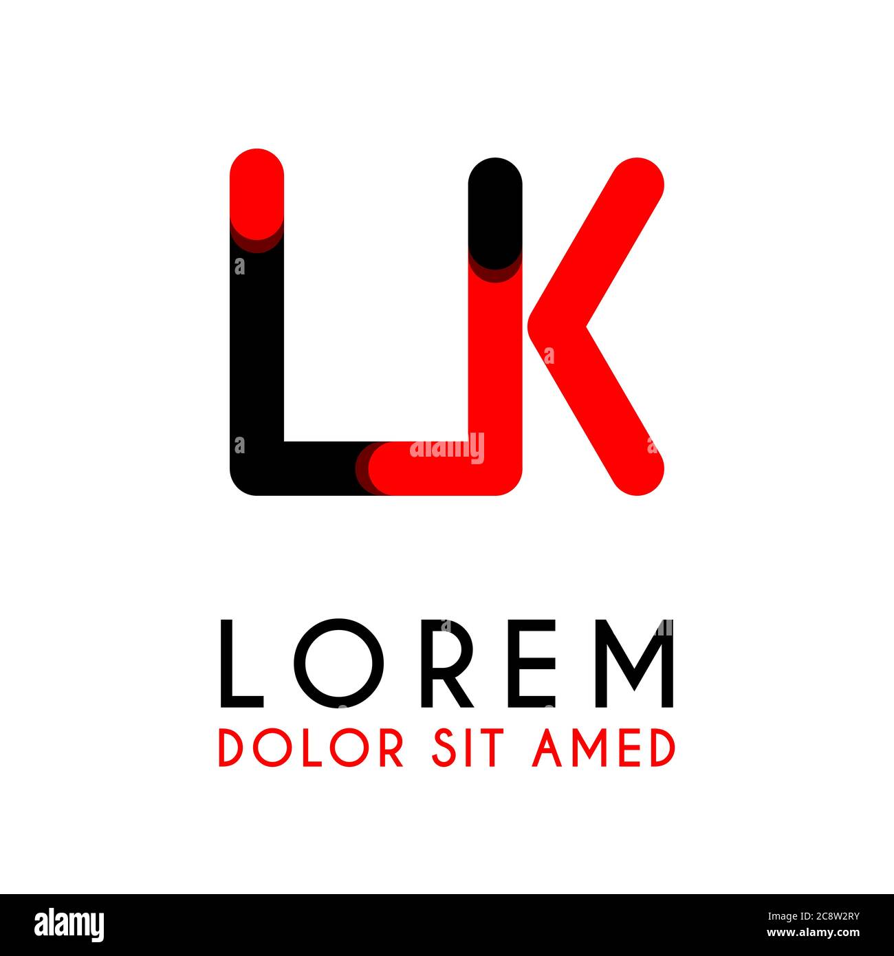 initial Letter LK with red Black and has rounded corners Stock Vector ...