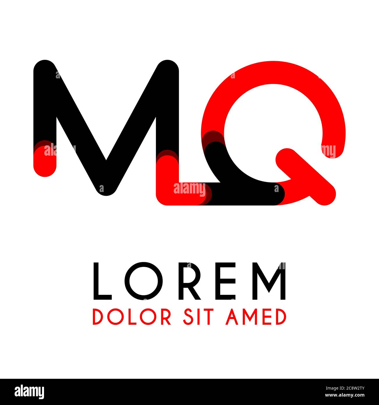 initial Letter MQ with red Black and has rounded corners Stock Vector ...