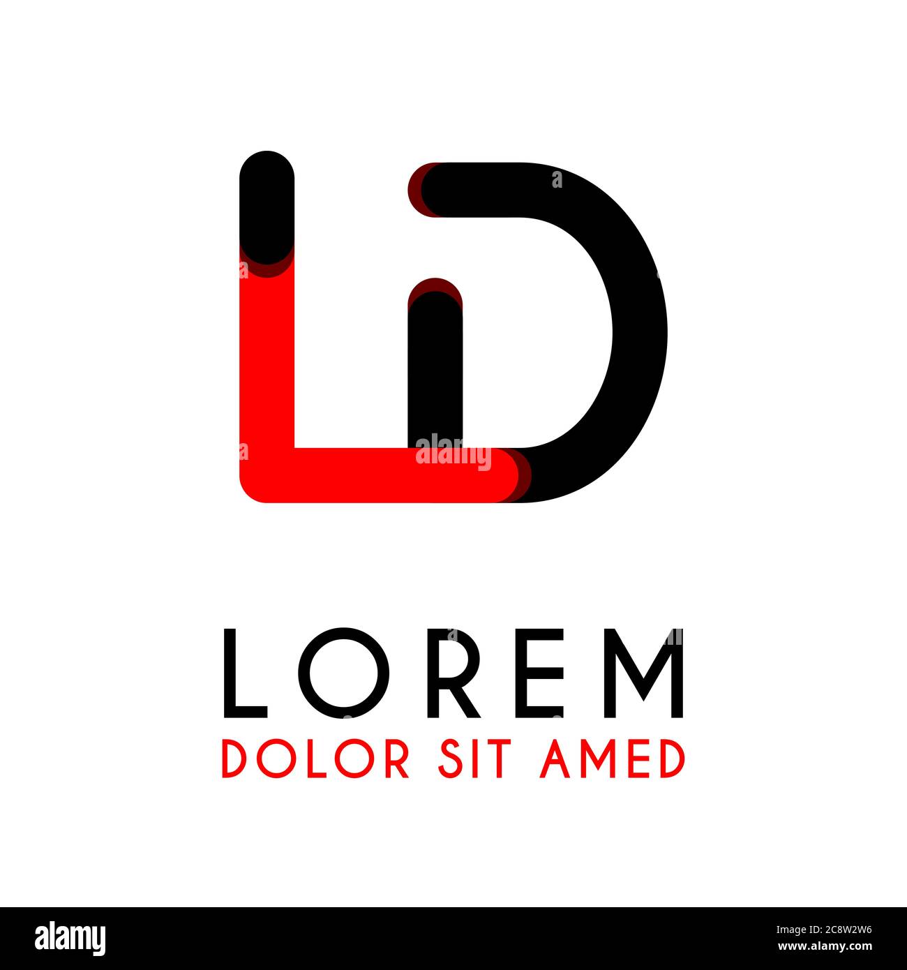 initial Letter LD with red Black and has rounded corners Stock Vector ...