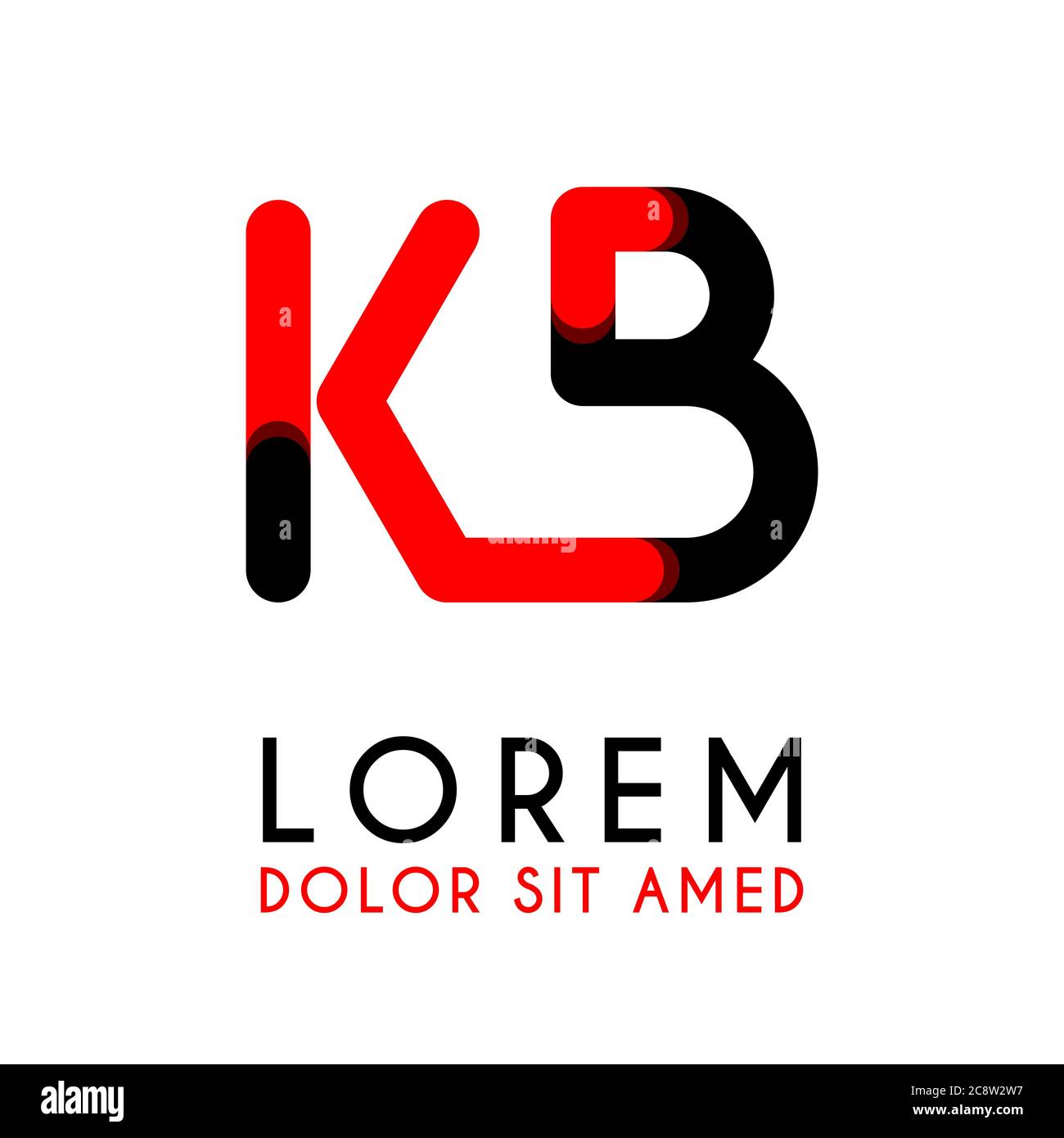 initial Letter KB with red Black and has rounded corners Stock Vector ...