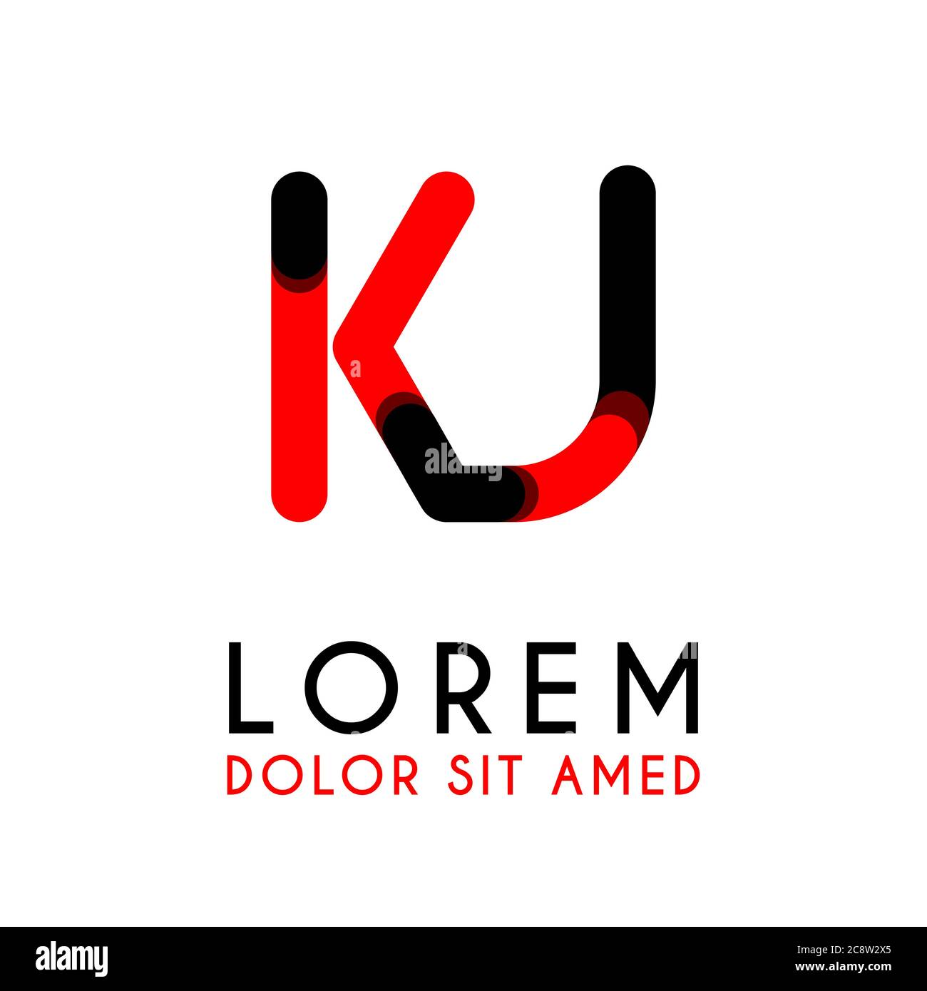 initial Letter KJ with red Black and has rounded corners Stock Vector ...