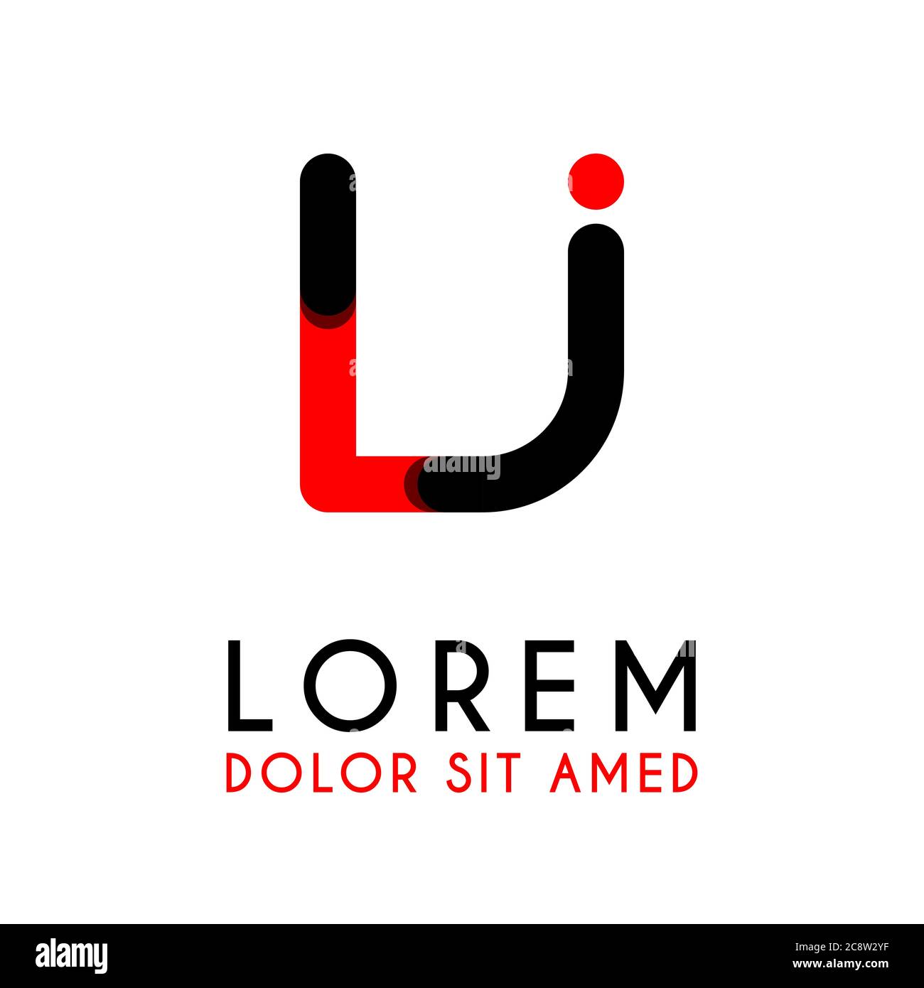 initial Letter LJ with red Black and has rounded corners Stock Vector ...
