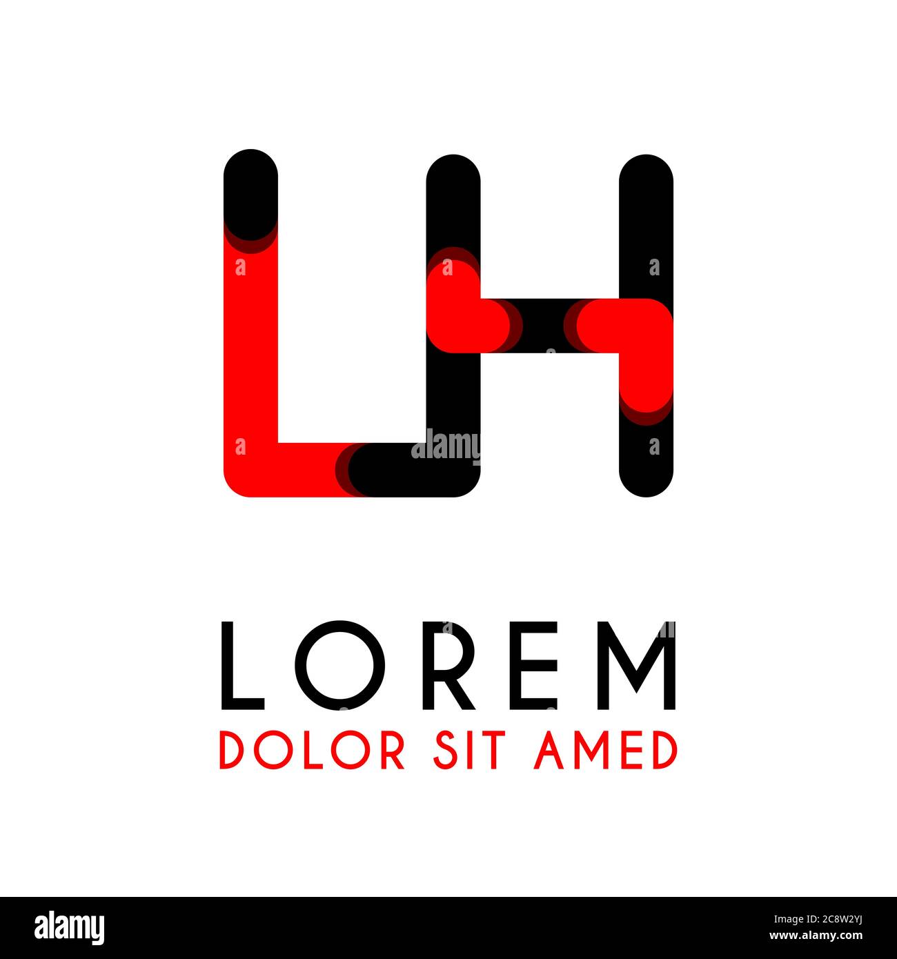 initial Letter LH with red Black and has rounded corners Stock Vector ...