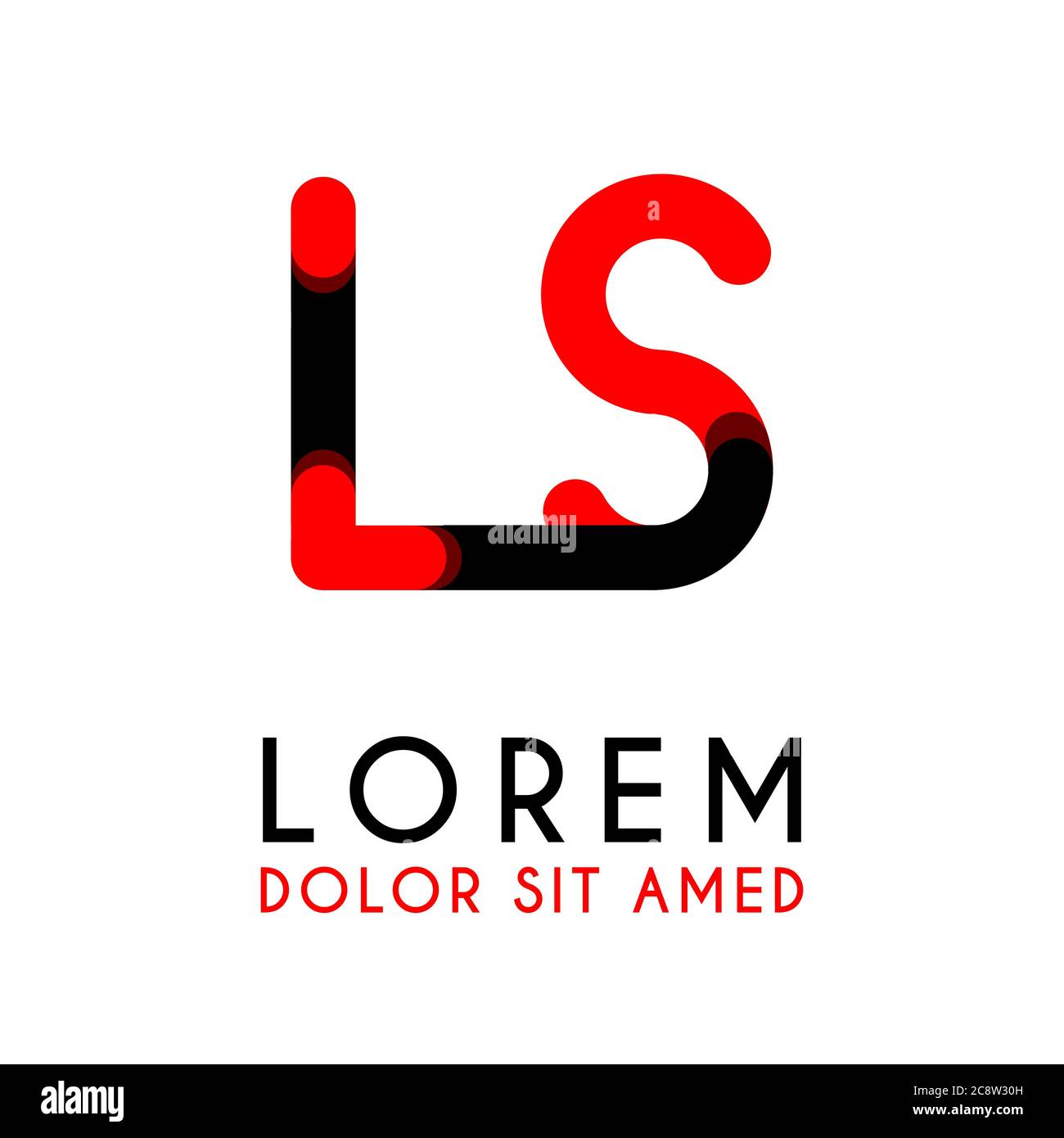 initial Letter LS with red Black and has rounded corners Stock Vector ...