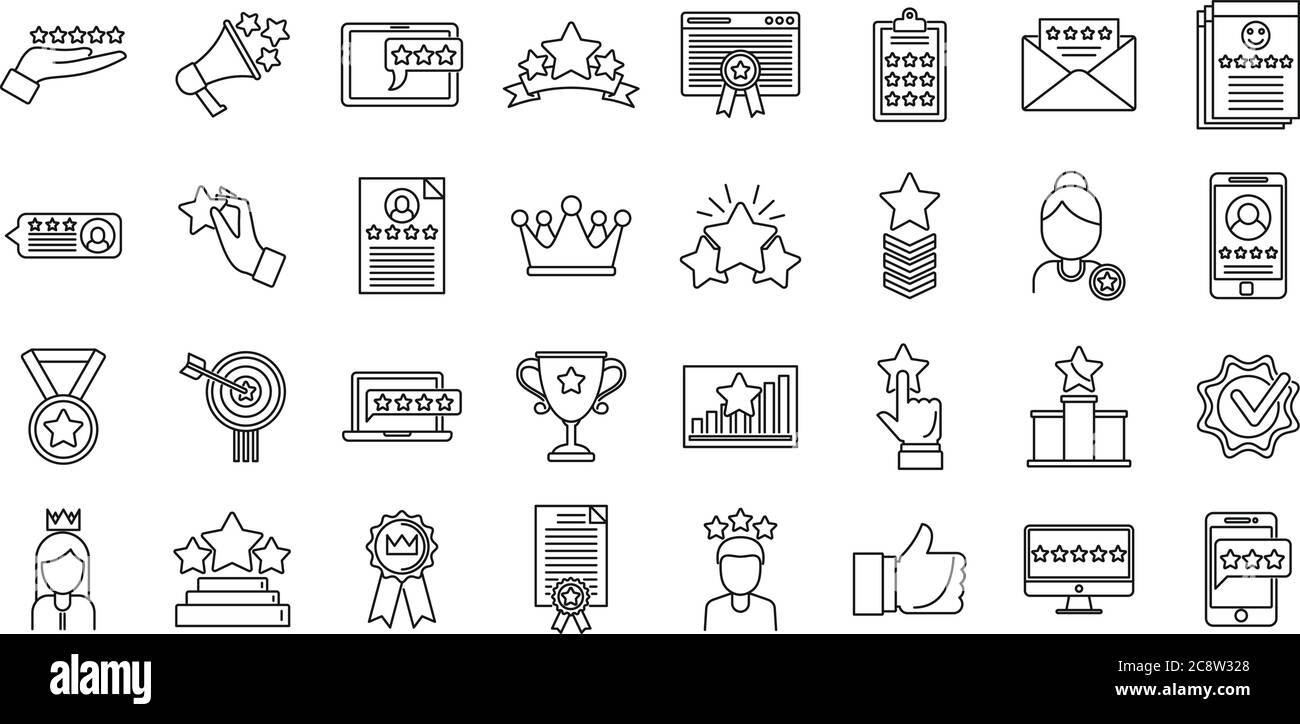 Reputation experience icons set. Outline set of reputation experience ...