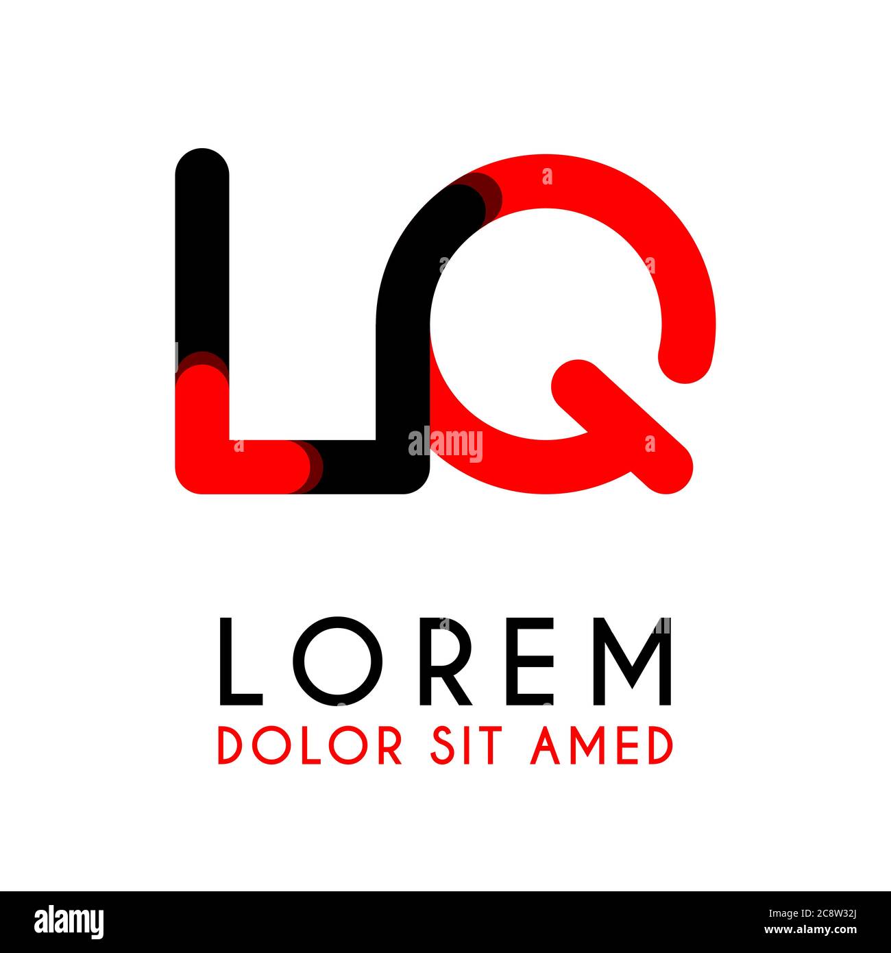 initial Letter LQ with red Black and has rounded corners Stock Vector ...