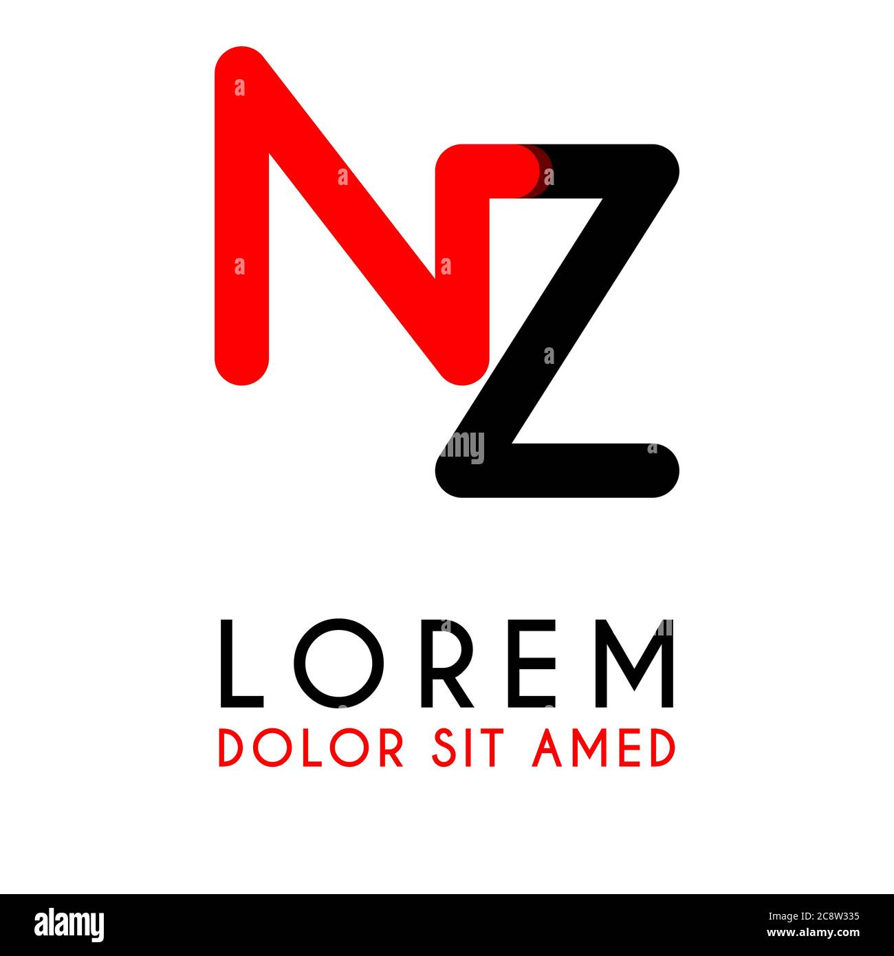 initial Letter NZ with red Black and has rounded corners Stock Vector ...