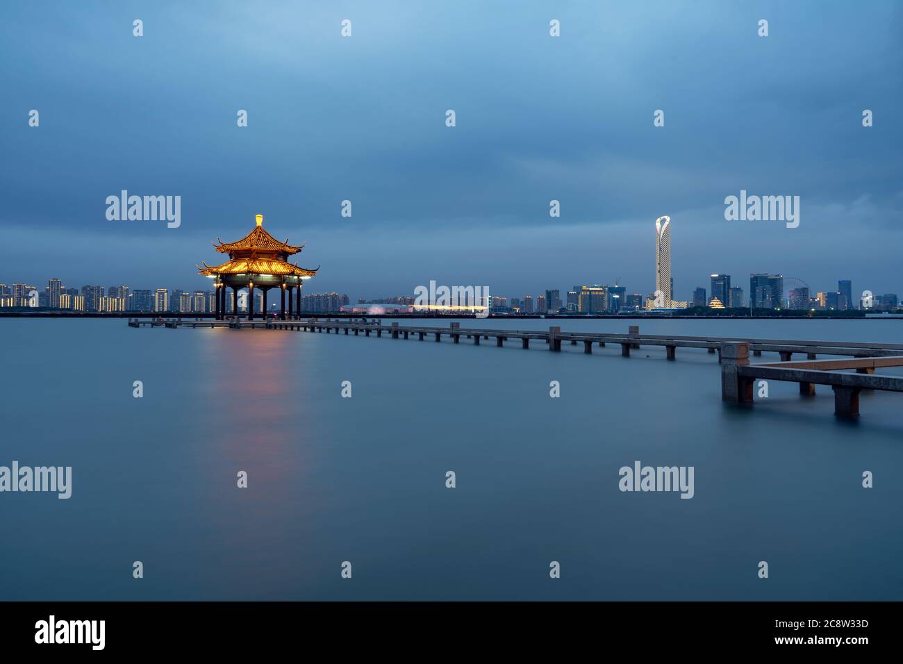 City landscape around the lake. Photo in Suzhou, China Stock Photo - Alamy